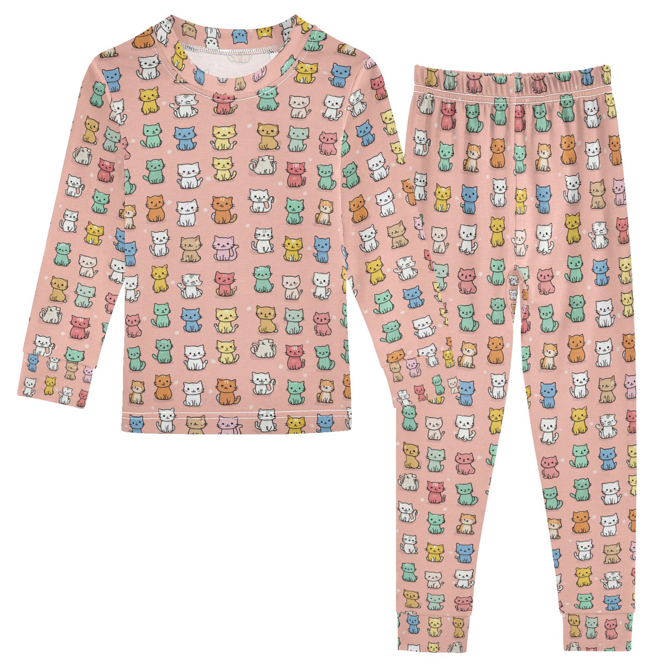 Boys Pajamas Girls Pajama Cute Kitten Cute Comfortable Cotton Two-piece ...