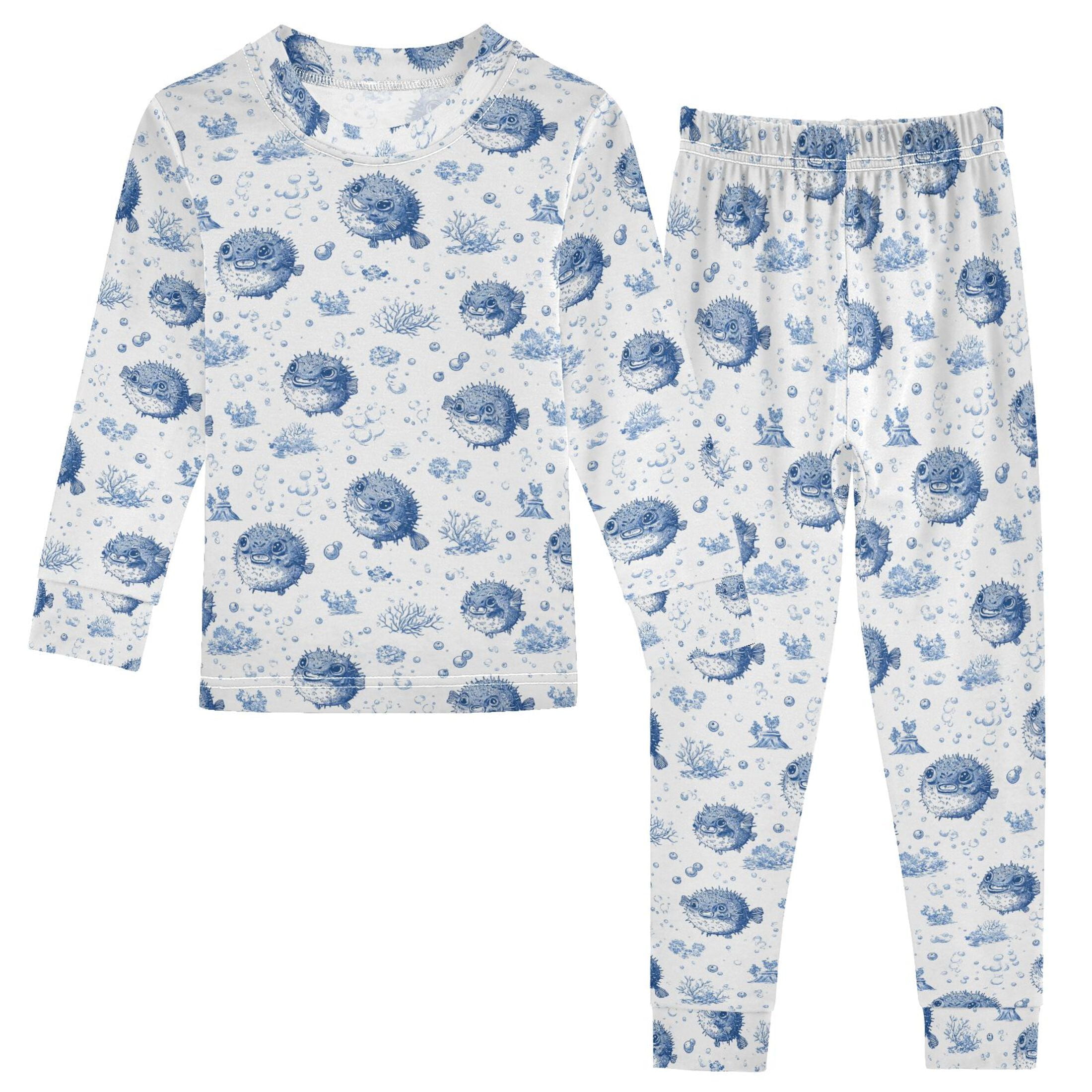 Boys Pajamas Girls Pajama Cute Puffer Blue Cute Comfortable Cotton Two ...