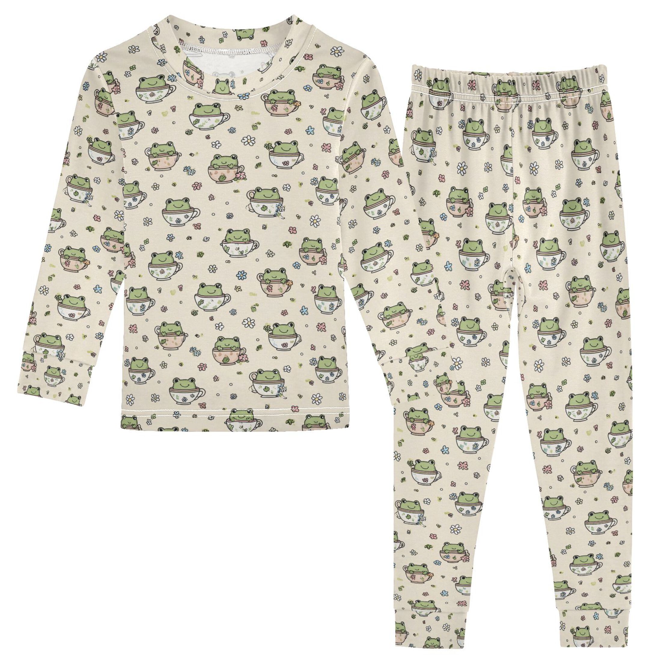 Boys Pajamas Girls Pajama Cute Teacup Frog Cute Comfortable Cotton Two ...