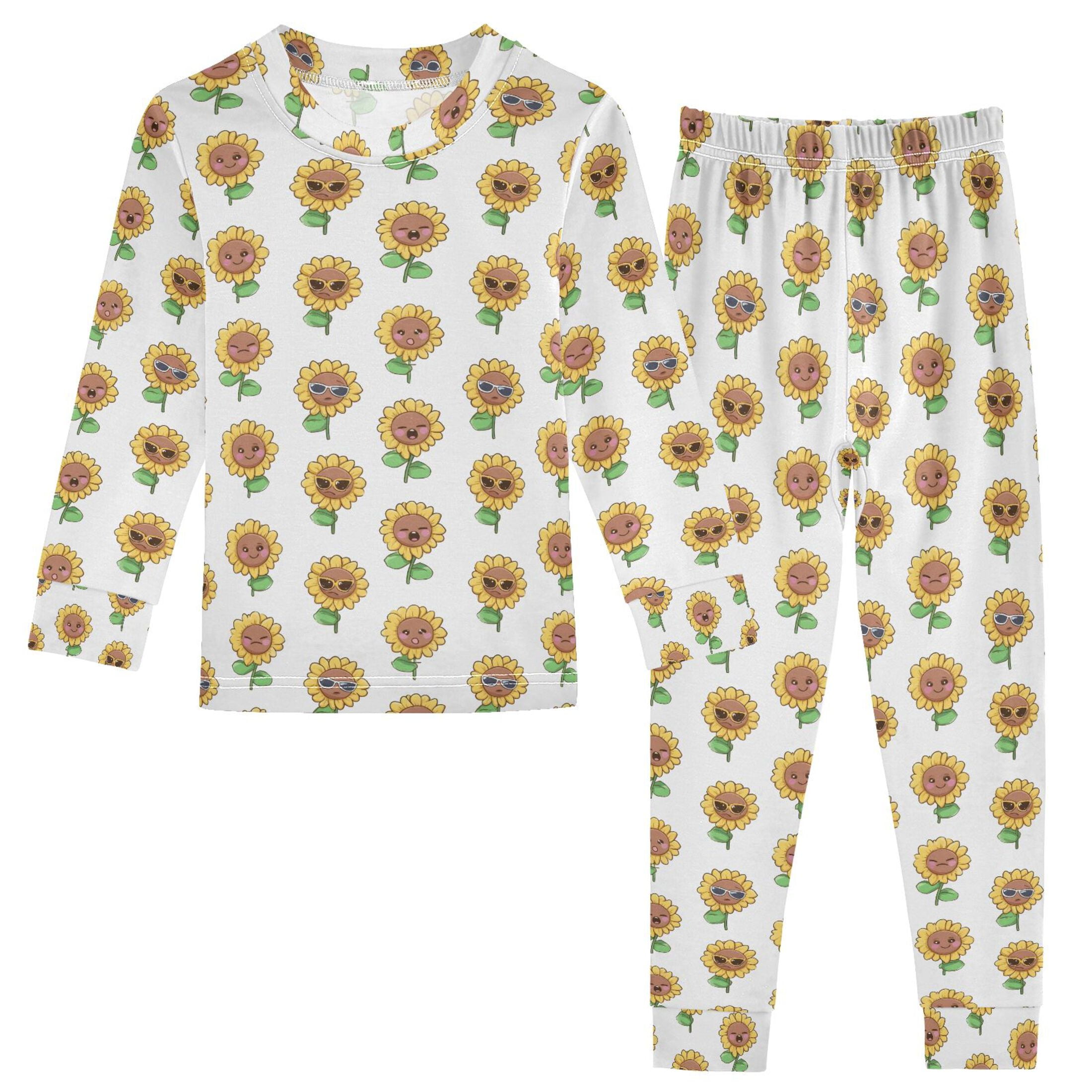 Boys Pajamas Girls Pajama Emoticon Sunflower Flower Cute Comfortable ...