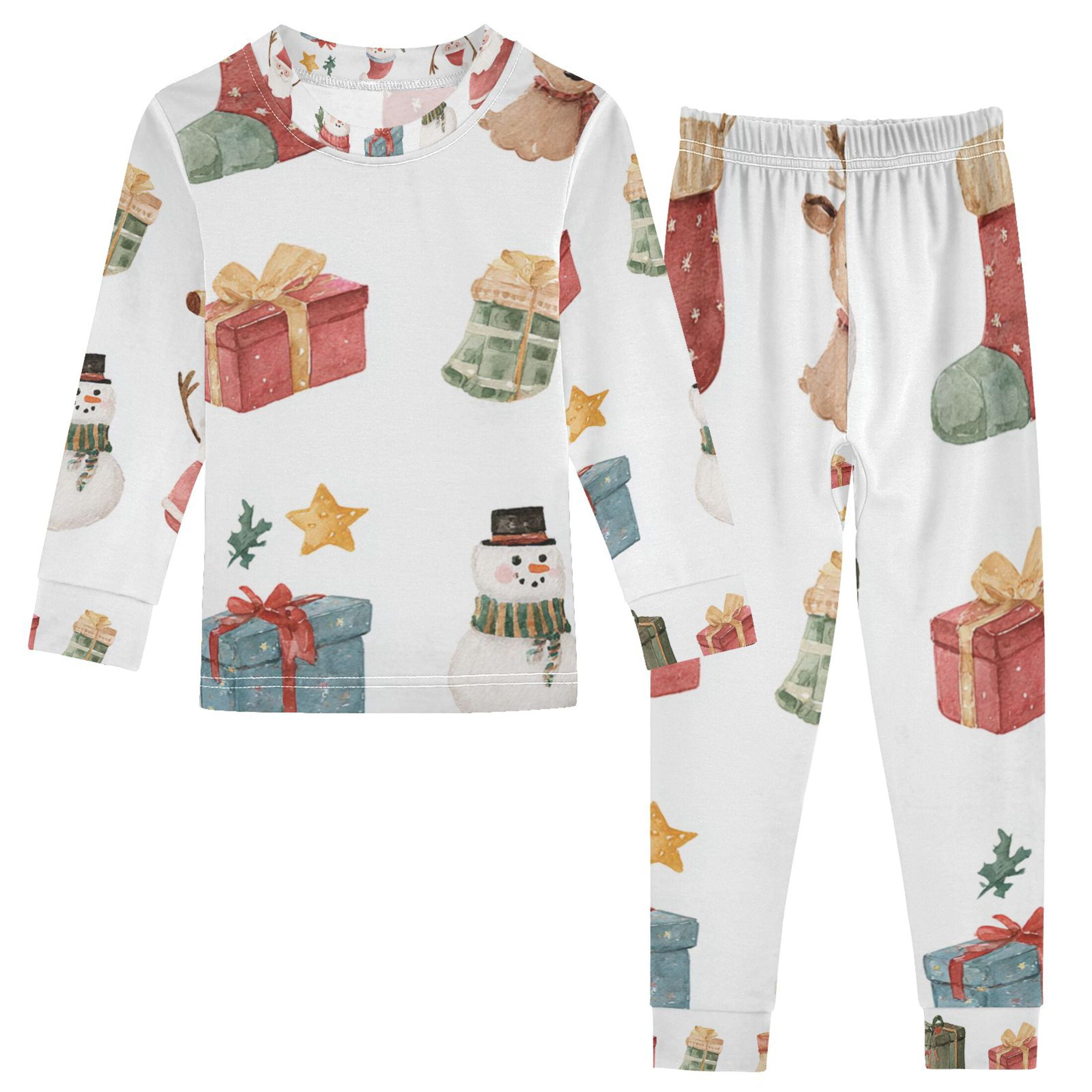 Boys Pajamas Girls Pajama Gift Box Elk Snowman Cute Comfortable Cotton Two-piece Pajama Set ...
