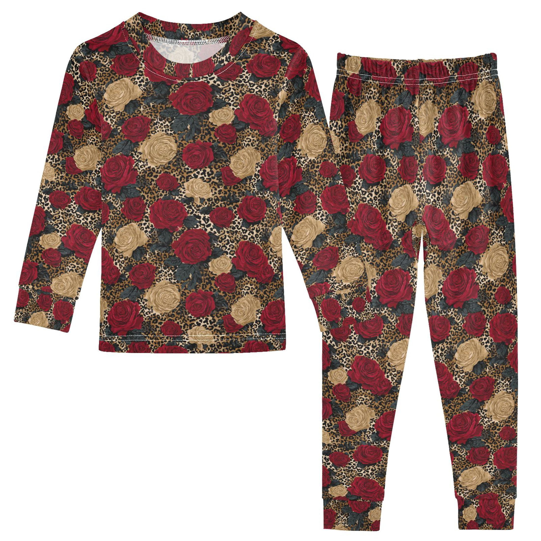 Boys Pajamas Girls Pajama Leopard Print and Roses Cute Comfortable ...