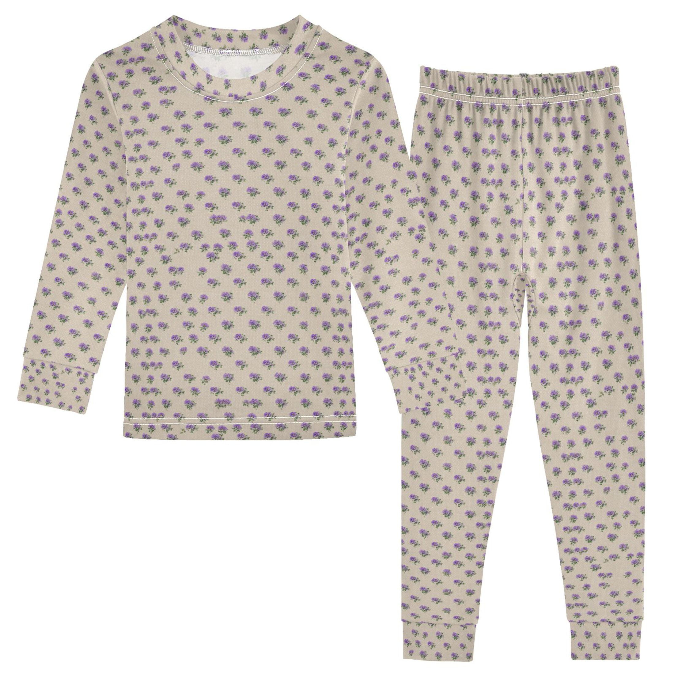 Boys Pajamas Girls Pajama Lilac Color Flowers Cute Comfortable Cotton ...