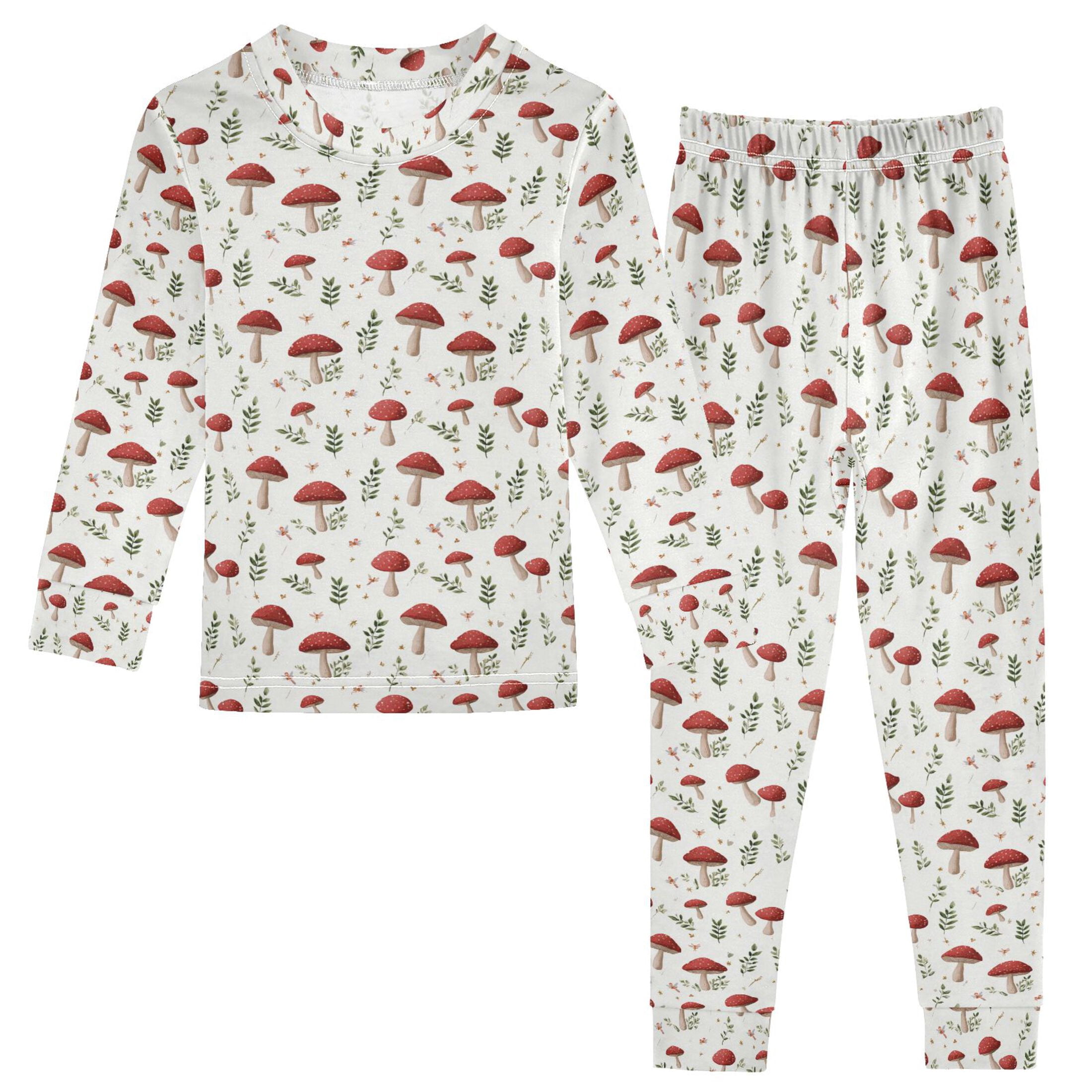 Boys Pajamas Girls Pajama Mushrooms and Weeds Cute Comfortable Cotton ...