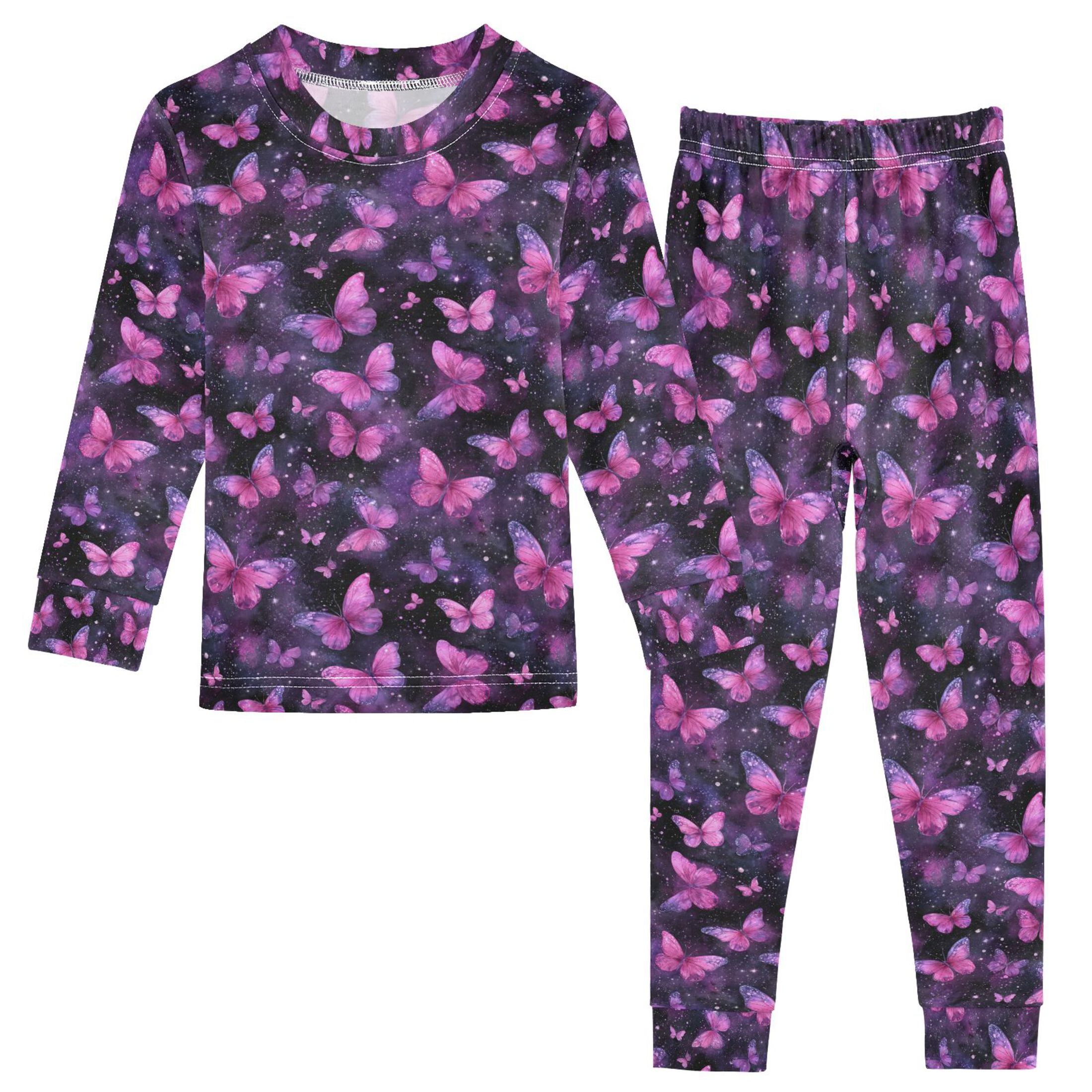 Boys Pajamas Girls Pajama Pink Butterfly Cute Comfortable Cotton Two ...