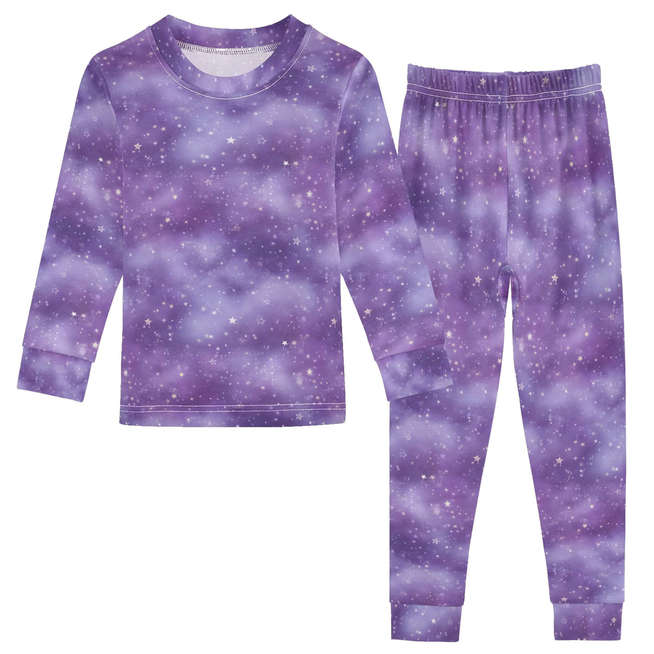 Boys Pajamas Girls Pajama Purple Starry Sky Cute Comfortable Cotton Two ...