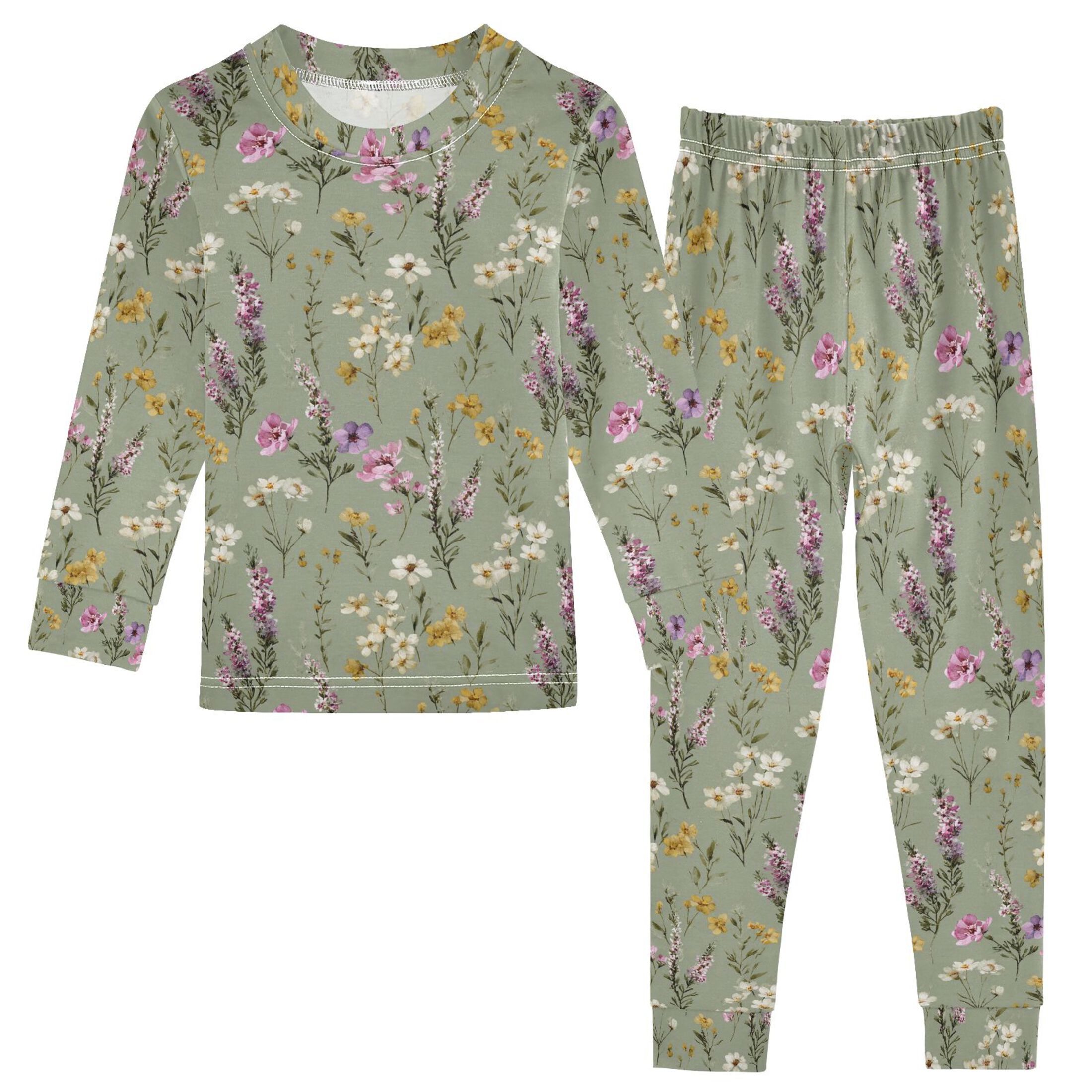 Boys Pajamas Girls Pajama Wild Flowers Cute Comfortable Cotton Two ...