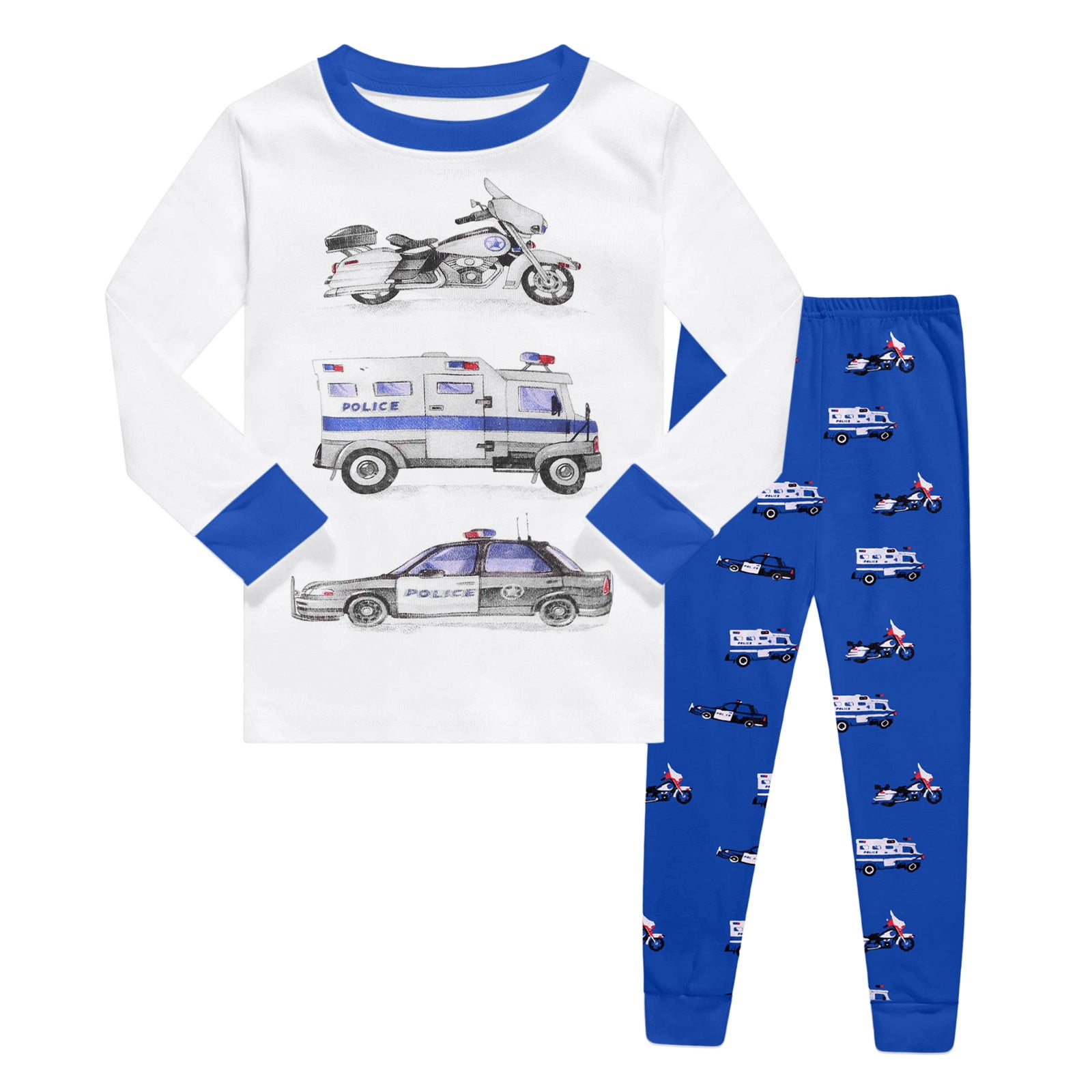 Boys Pajamas Motorcycle Print Long Sleeves Holiday Pjs Set Loungewear ...