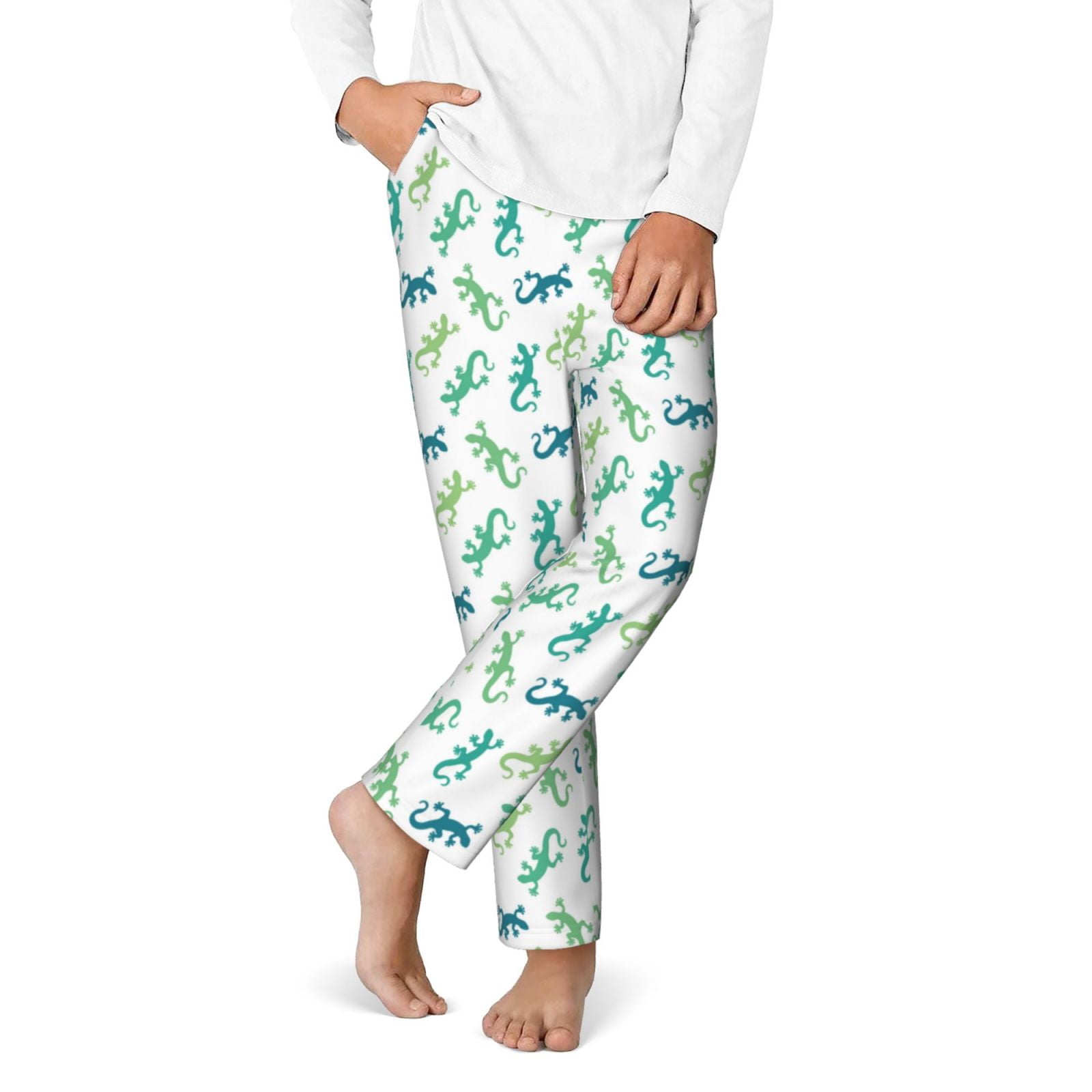 Boys Pajamas Pants - Cartoon Cute Lizard Gecko_B Soft Cotton Kids ...