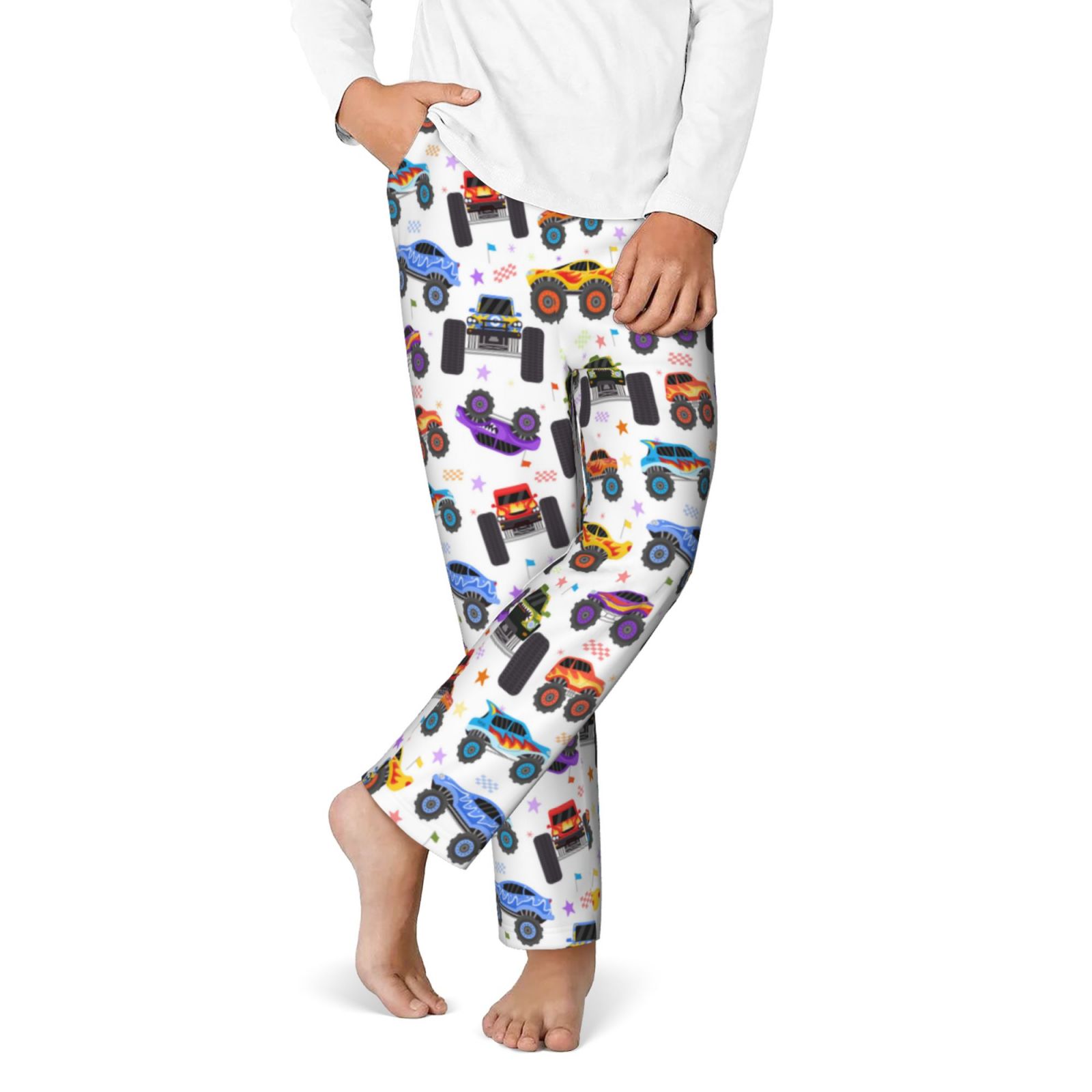 Boys Pajamas Pants - Cartoon Monster Trucks1 Soft Cotton Kids Pajamas ...