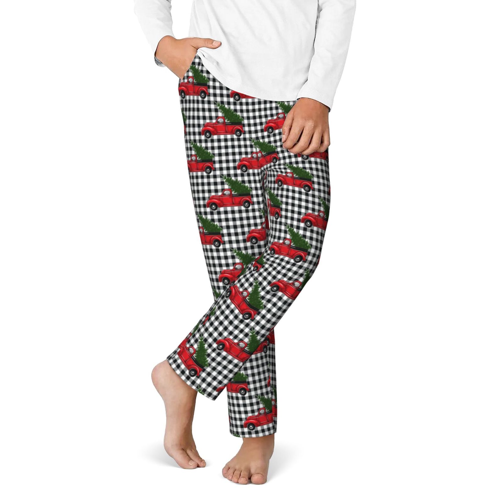 Boys Pajamas Pants - Christmas red truck tree Buffalo Plaid Soft Cotton ...