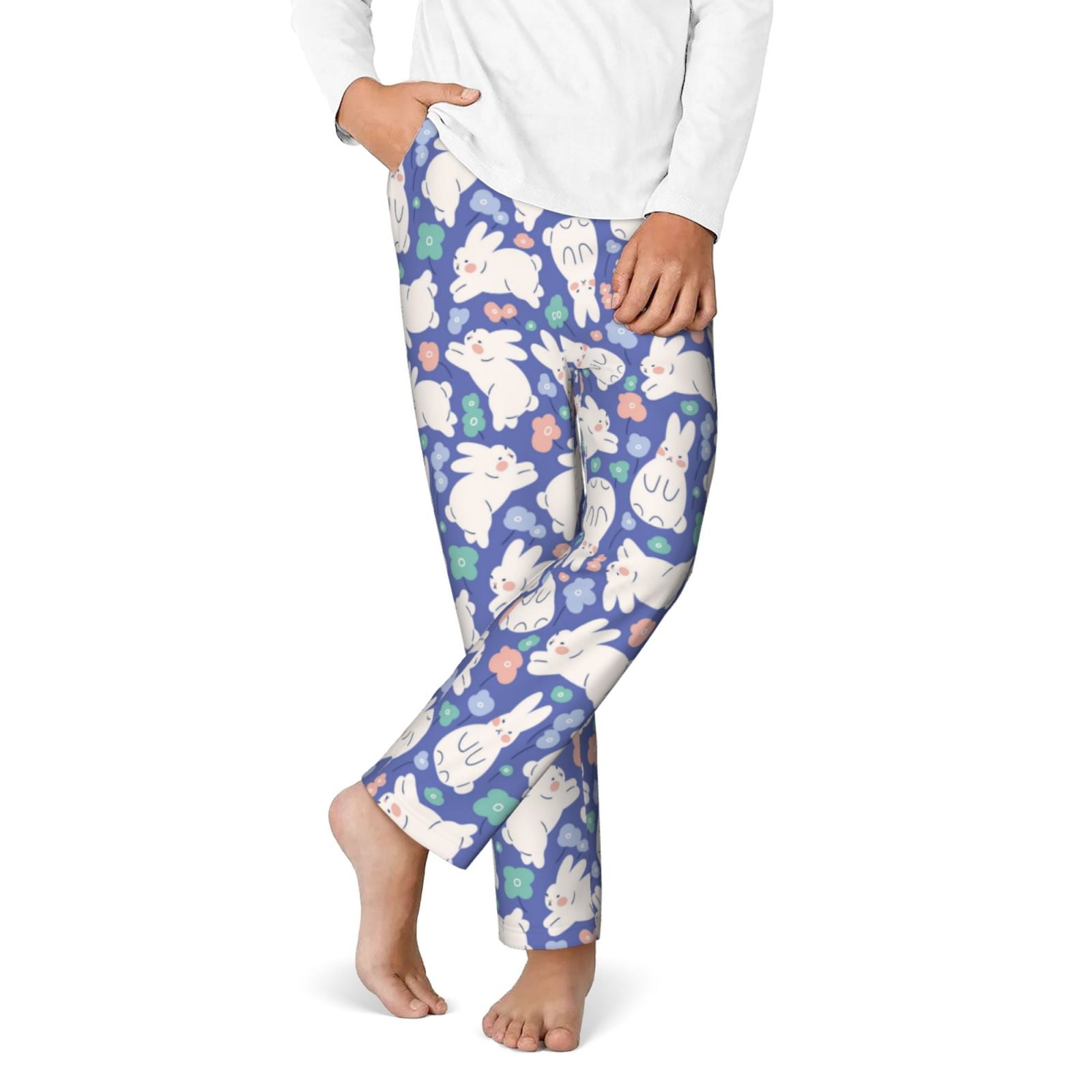 Boys Pajamas Pants - Cute Funny Rabbit Flower Soft Cotton Kids Pajamas ...