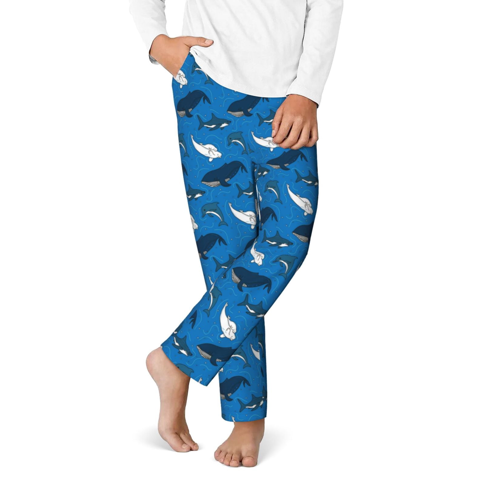 Boys Pajamas Pants - Cute Whale Dolphin Shark Soft Cotton Kids Pajamas ...
