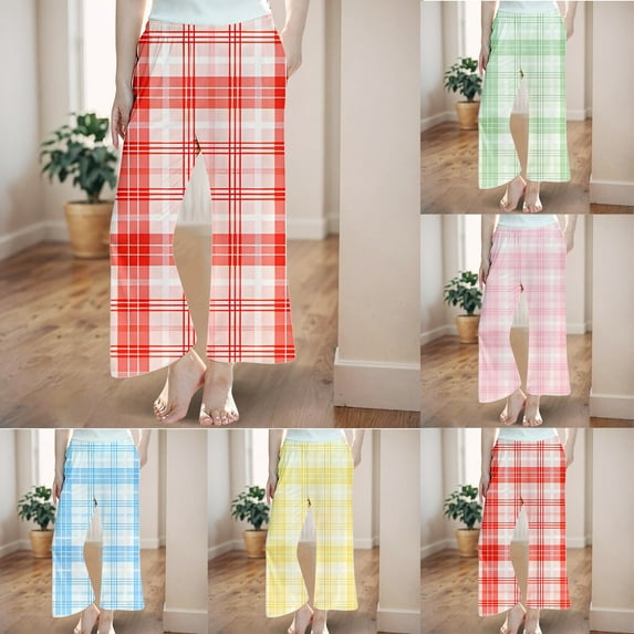 Boys Pajamas Pants Girls Boys Plaid Pajama Pants Cute Wide Leg Soft ...