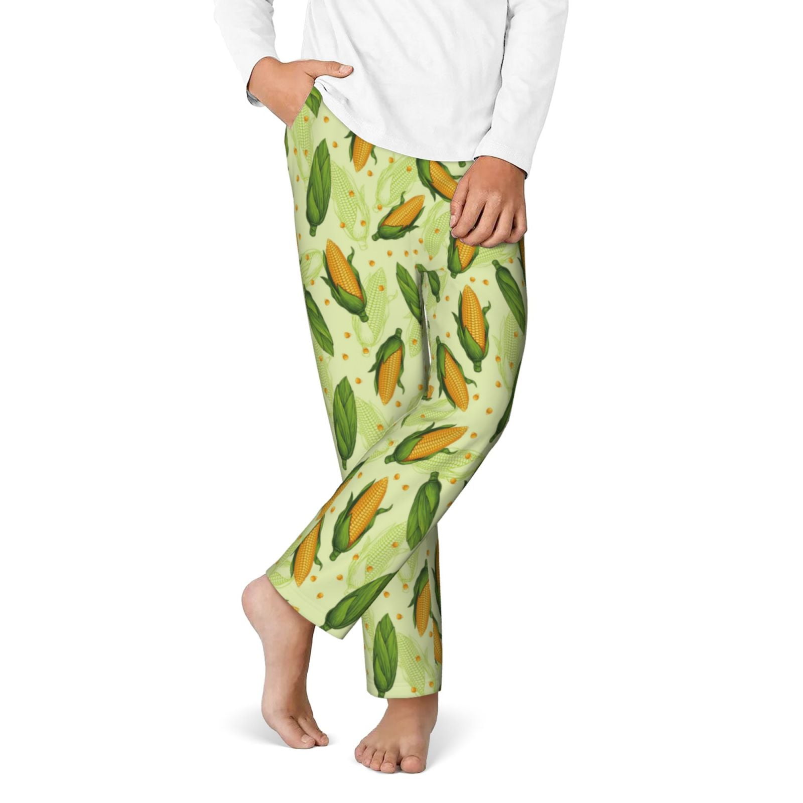 Boys Pajamas Pants - Green Leaves Cute Corn Soft Cotton Kids Pajamas ...