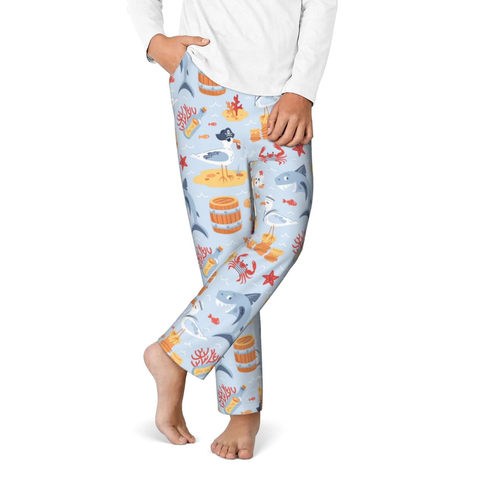 Boys Pajamas Pants - Party Shark Cute(N) Soft Cotton Kids Pajamas ...