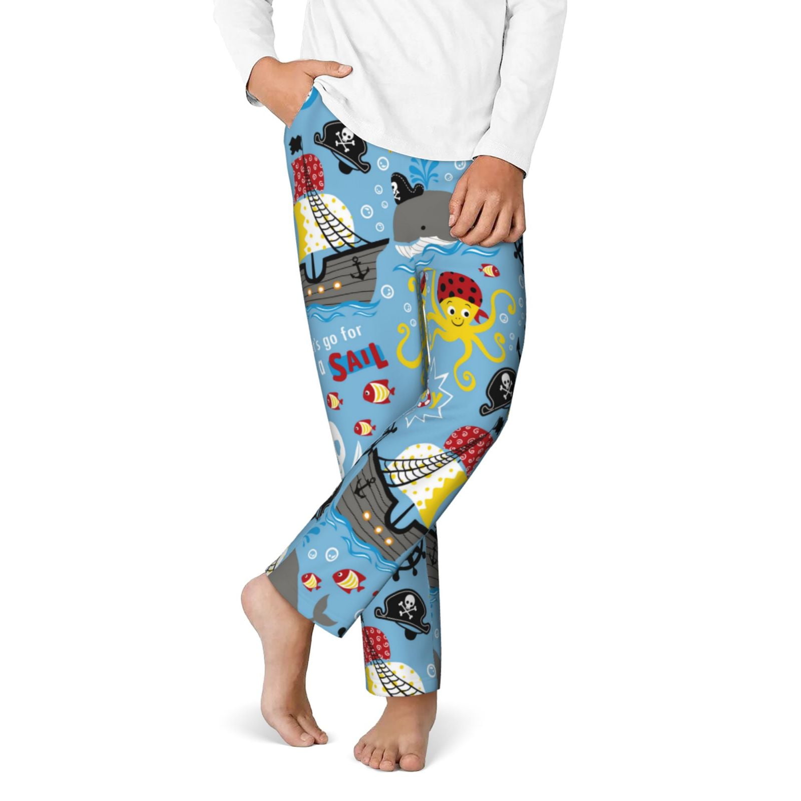 Boys Pajamas Pants - Pirate Marine Animals Soft Cotton Kids Pajamas ...