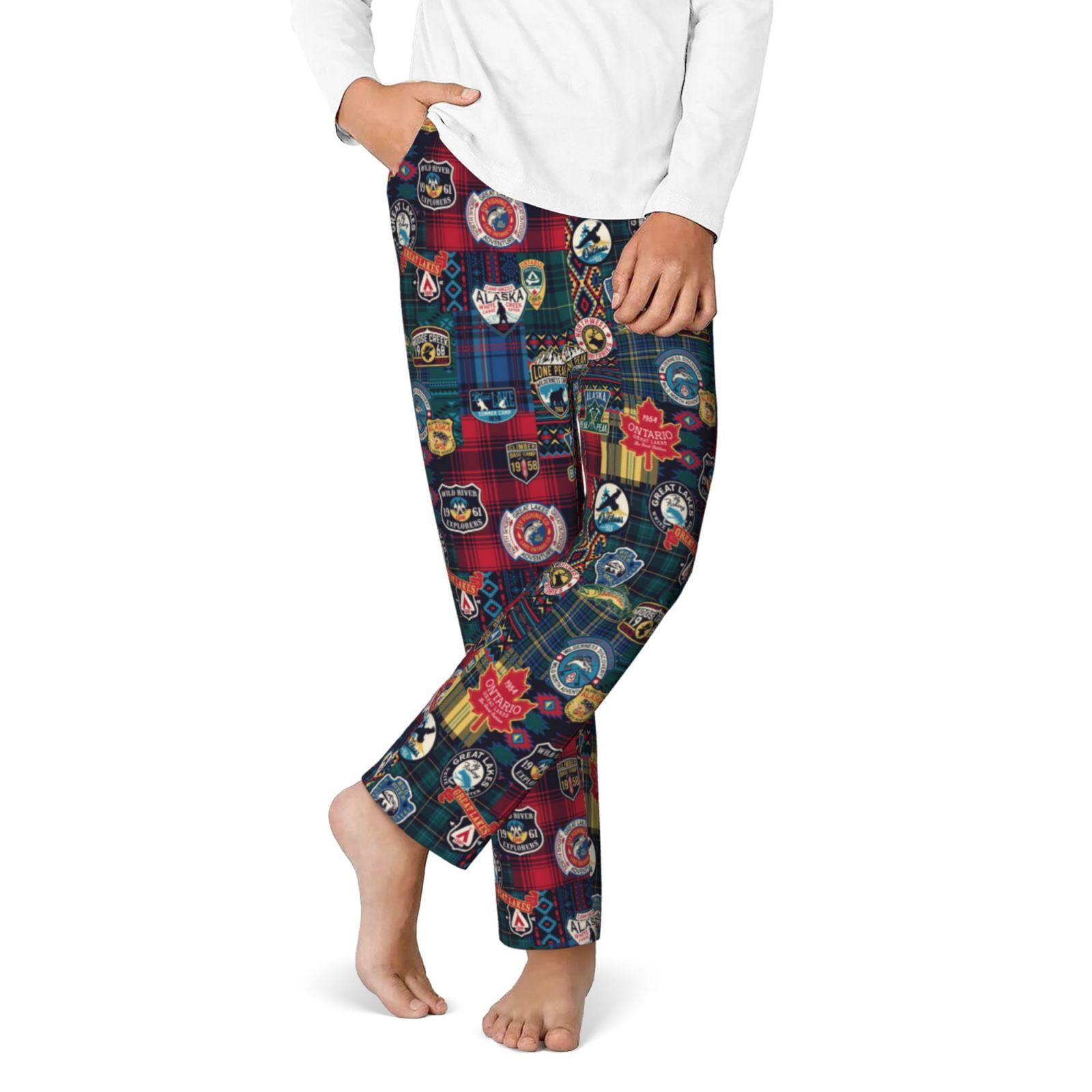 Boys Pajamas Pants - Soft Adventure Camping Badge Cotton Kids Pajamas ...