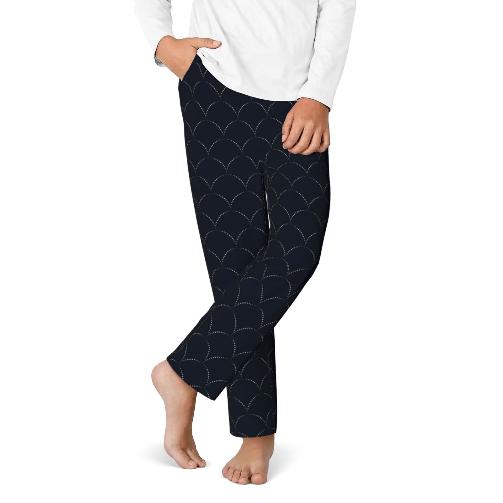 Boys Pajamas Pants - Soft Black Fish Scales Cotton Kids Pajamas, Comfy ...