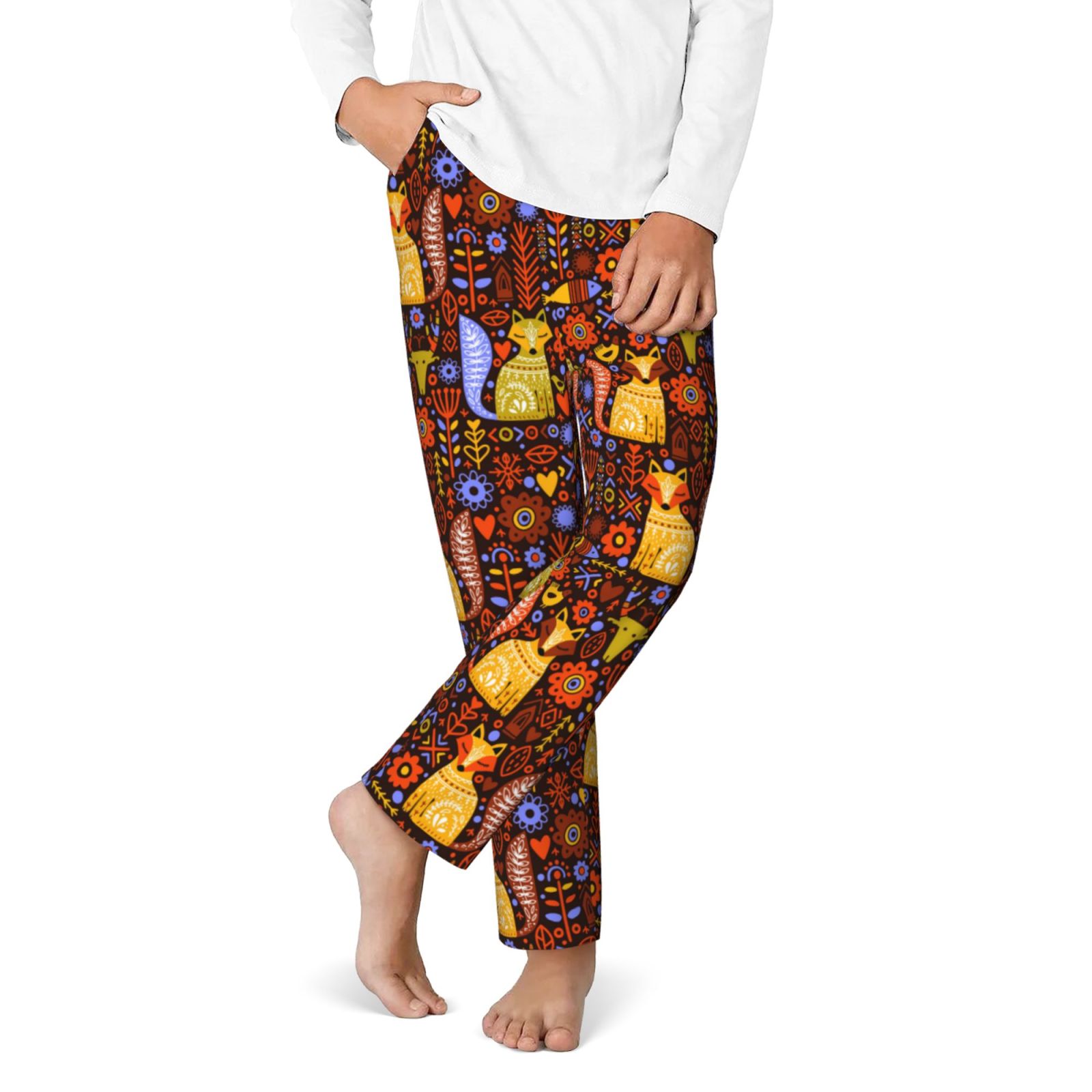 Boys Pajamas Pants - Soft Colorful Fox(1) Cotton Kids Pajamas, Comfy ...