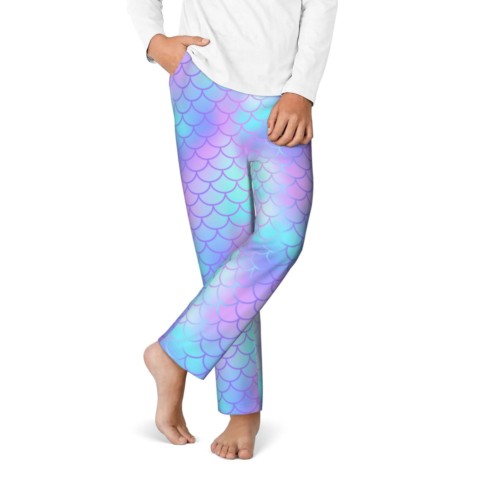 Boys Pajamas Pants - Soft Cool blue pink Fish scale Cotton Kids Pajamas ...