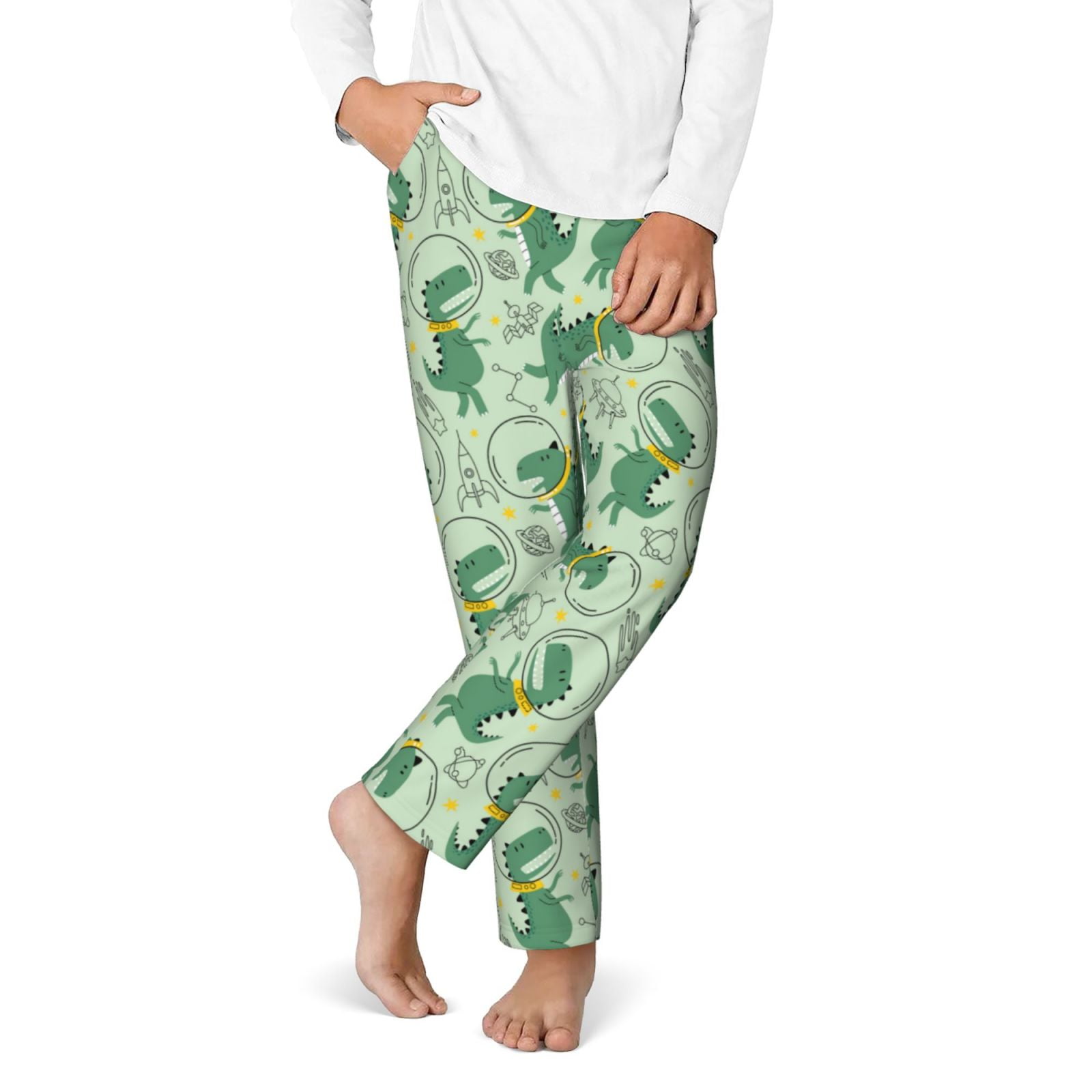 Boys Pajamas Pants - Soft Cute Dinosaurs in Space Cotton Kids Pajamas ...