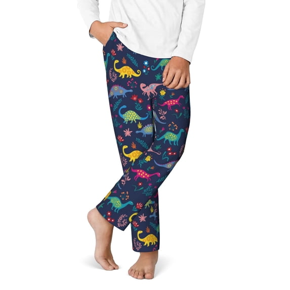 Boys Pajamas Pants - Soft Dinosaur Flowers Cotton Kids Pajamas, Comfy ...