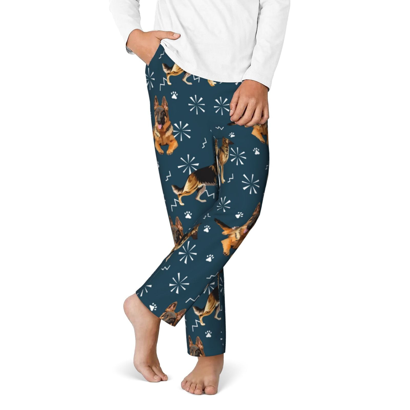 Boys Pajamas Pants - Soft German Shepherd Dog Footprint Cotton Kids ...