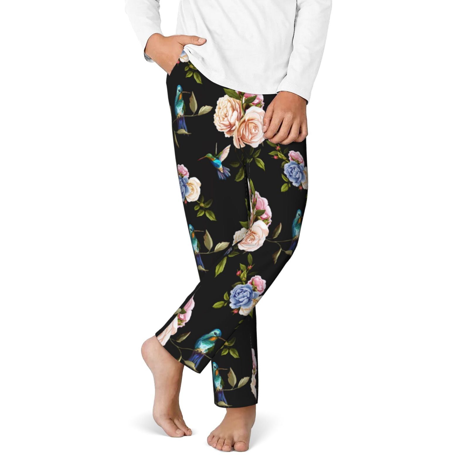 Boys Pajamas Pants - Soft Hummingbird Carnation Black Cotton Kids ...