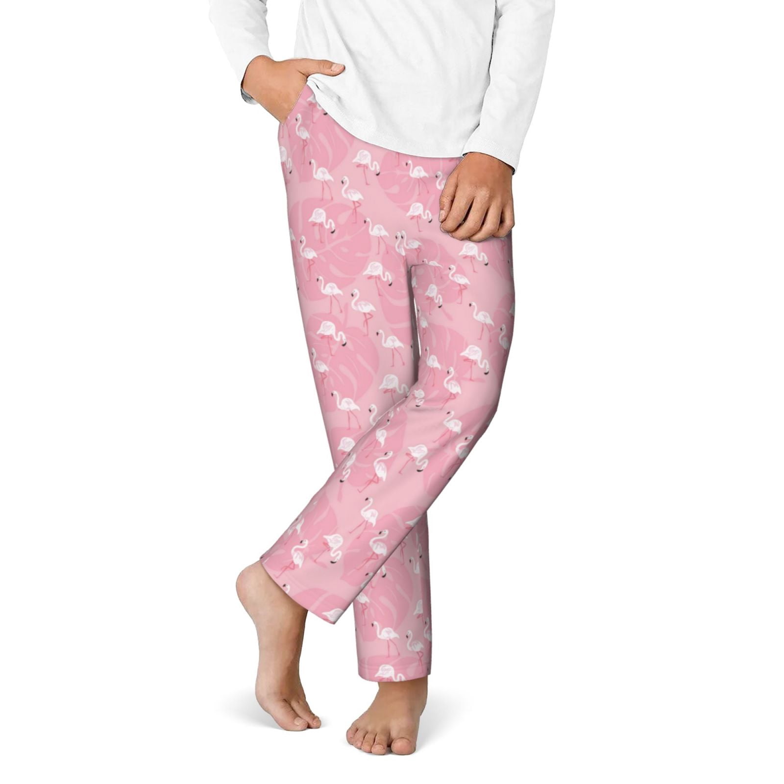 Boys Pajamas Pants - Soft Pink Flamingos and Flowers Cotton Kids ...