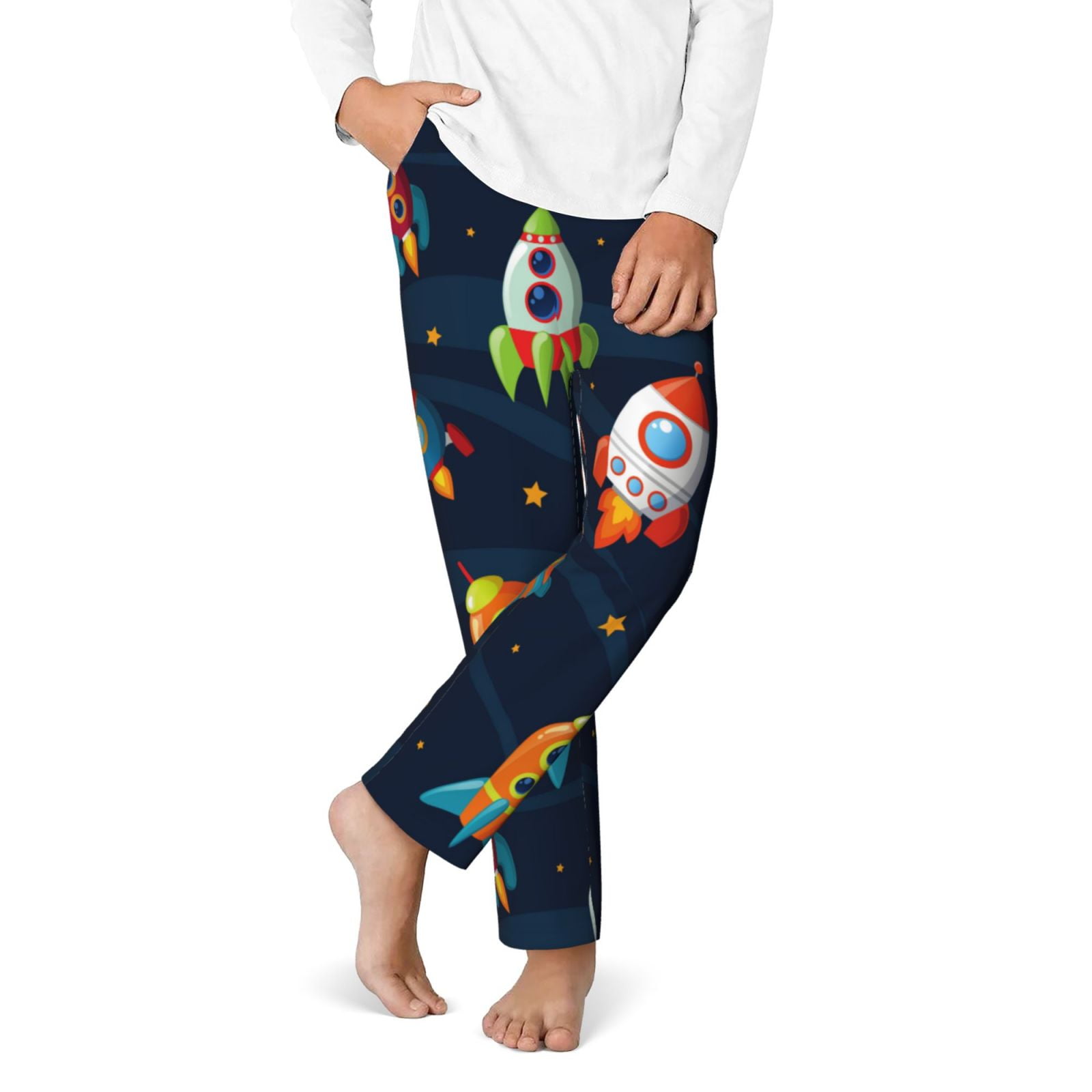 Boys Pajamas Pants - Soft Spaceships And Stars Cotton Kids Pajamas ...