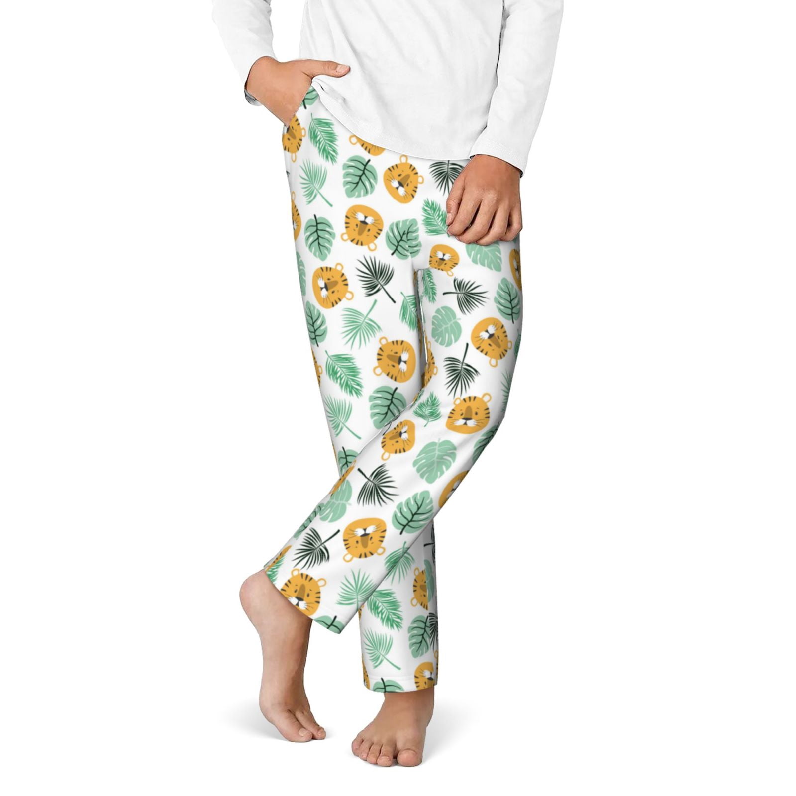 Boys Pajamas Pants - Soft Tiger Leaves Cotton Kids Pajamas, Comfy ...