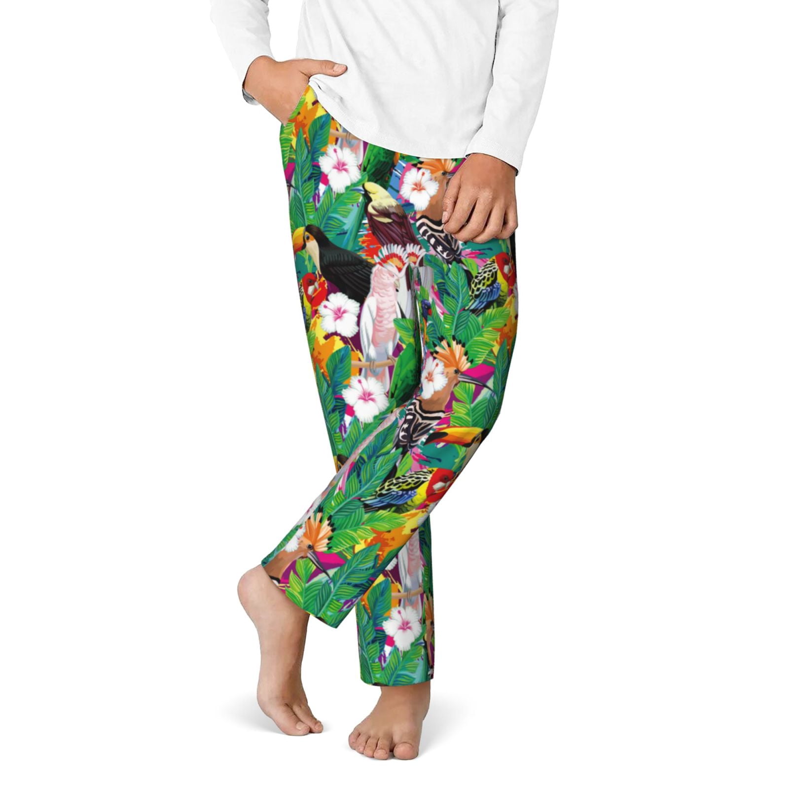Boys Pajamas Pants - Soft Tropical Cute Parrot Toucan Plant Cotton Kids ...