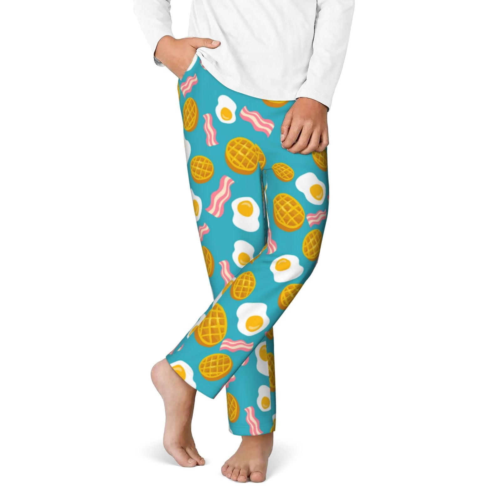 Boys Pajamas Pants - Soft Waffle Poached Eggs Bacon Cotton Kids Pajamas ...