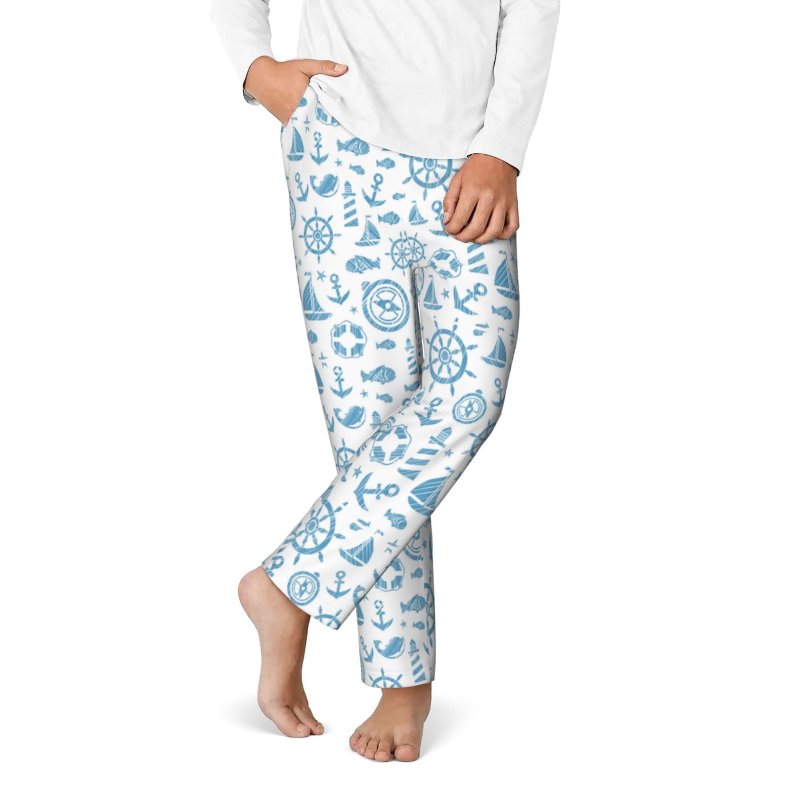 Boys Pajamas Pants - rudder sailing ship Soft Cotton Kids Pajamas ...
