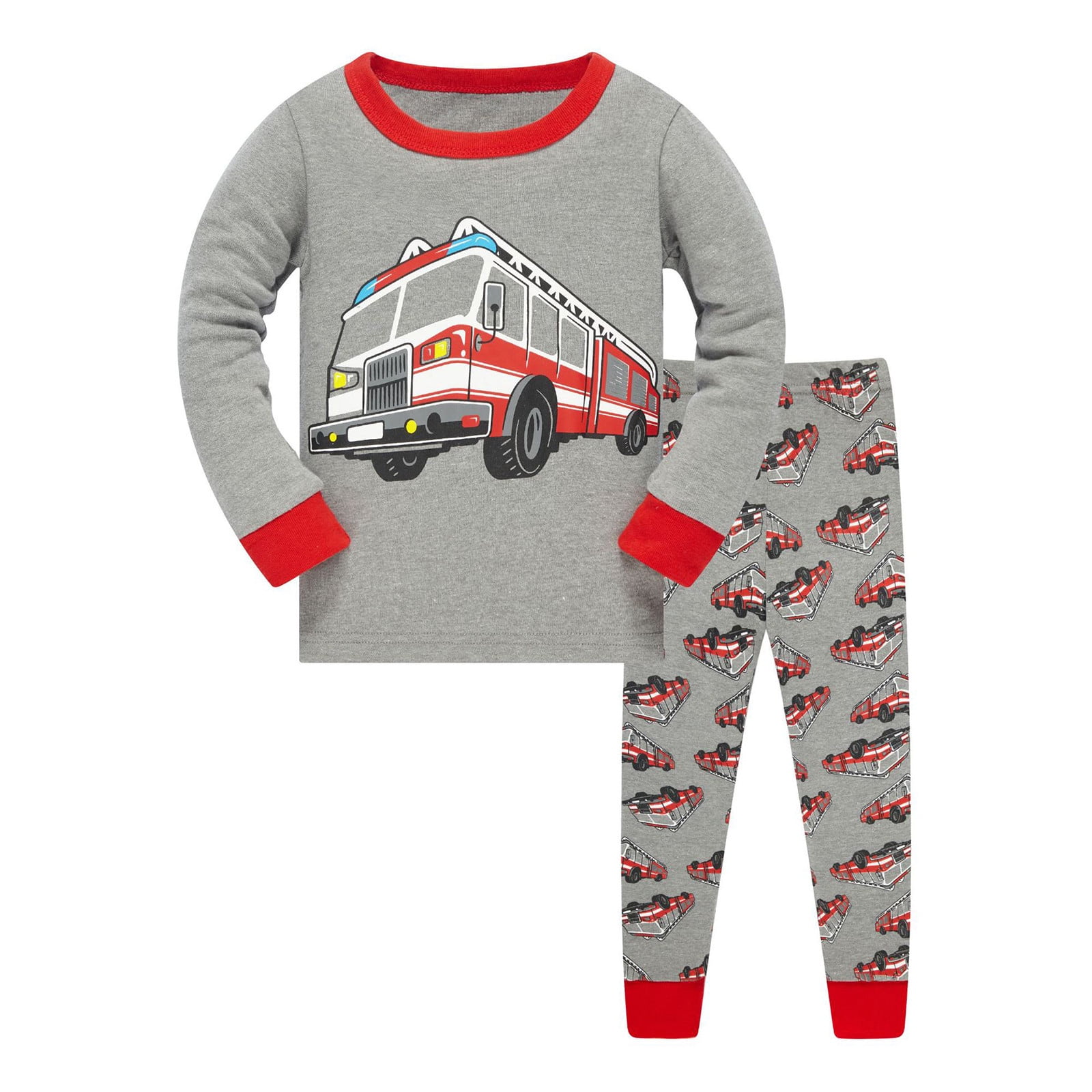 Boys Pajamas Set Casual Lightweight Cartoon Graphic Long Sleeve Crew ...