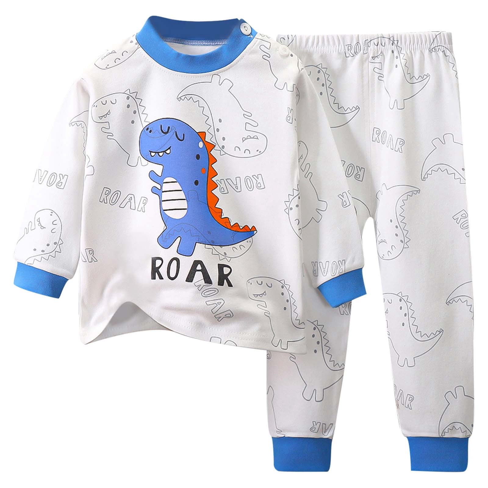 Boys Pajamas Set Crewneck Cartoon Printing Childrens Pajamas Cute Warm ...