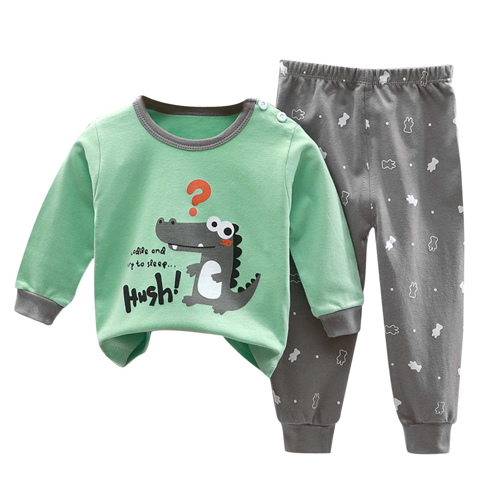 Boys Pajamas Set Crewneck Cartoon Printing Childrens Pajamas Cute Warm ...