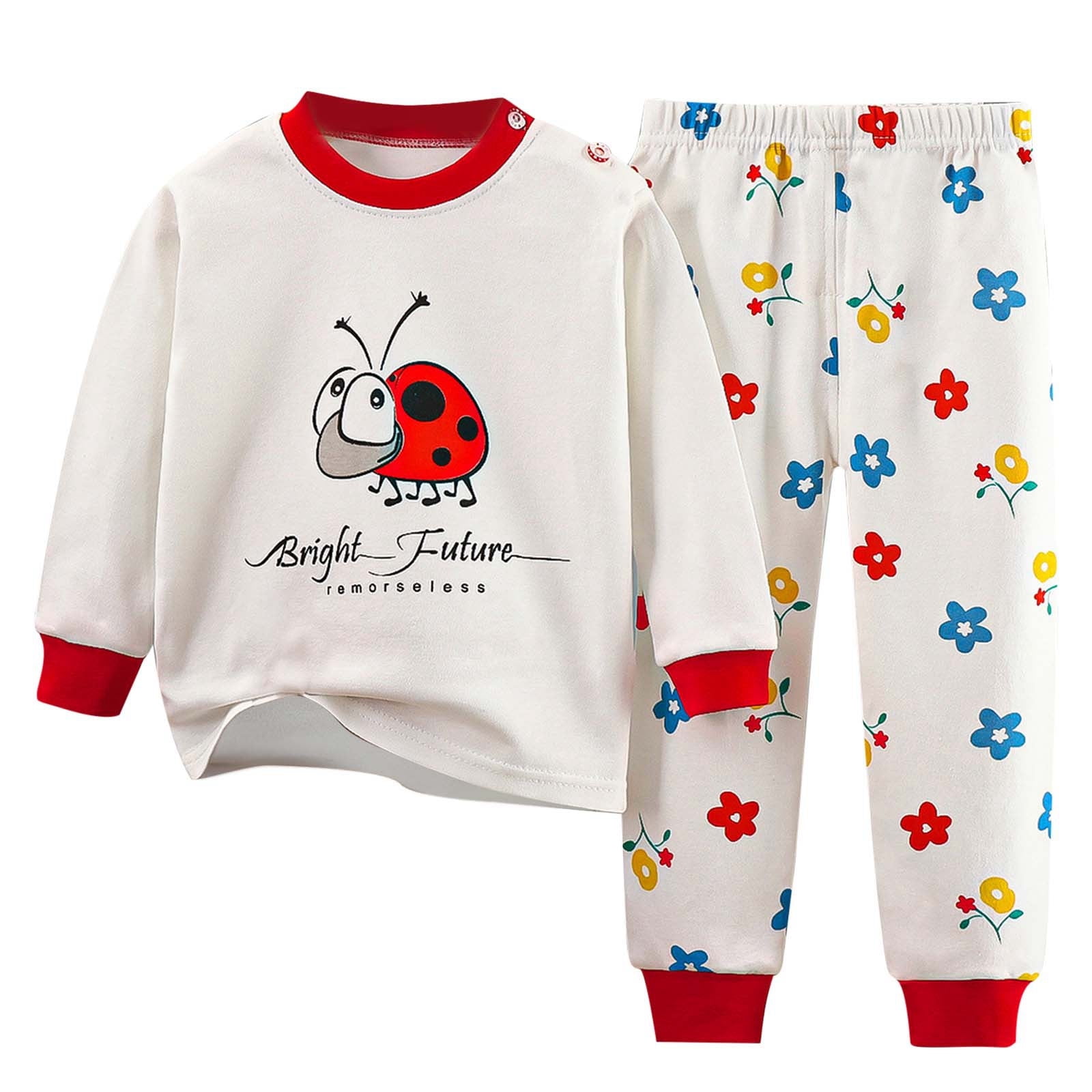 Boys Pajamas Set Crewneck Cartoon Printing Childrens Pajamas Cute Warm ...