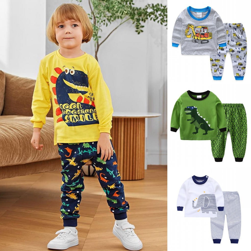 Boys Pajamas Sets Cotton Pjs Toddler 2 Piece Long Sleeve Sleepwear Kids ...