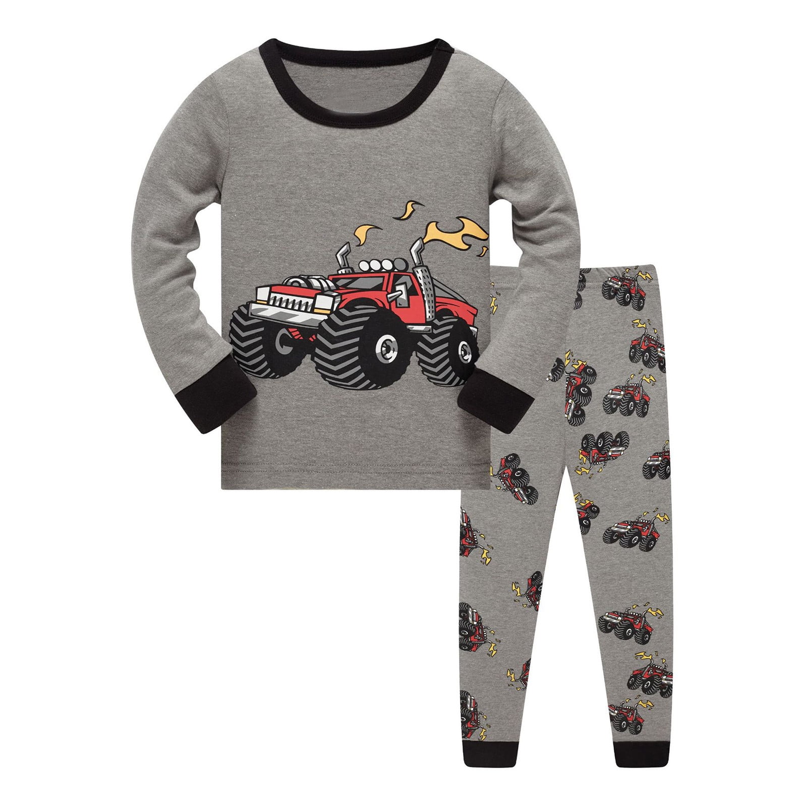 Boys Pajamas Size 8 Cotton Tractor Printed Long-Sleeve Long Pants 2 ...