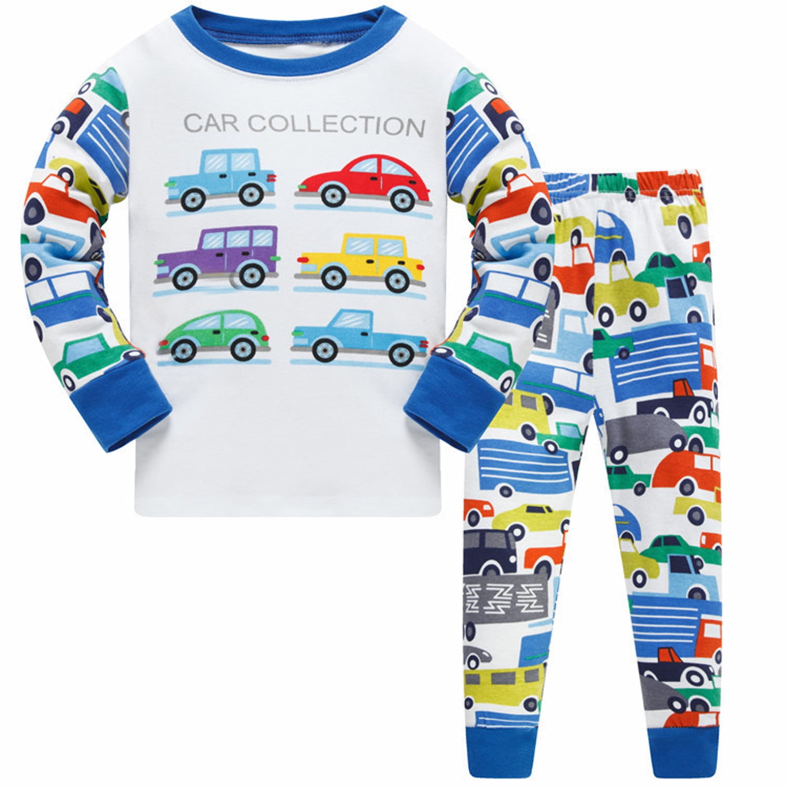 Boys Pajamas Sleepwear Set Toddler Kids Boys Pajamas Cartoon Cars Pattern Cotton Kids 2 Piece ...