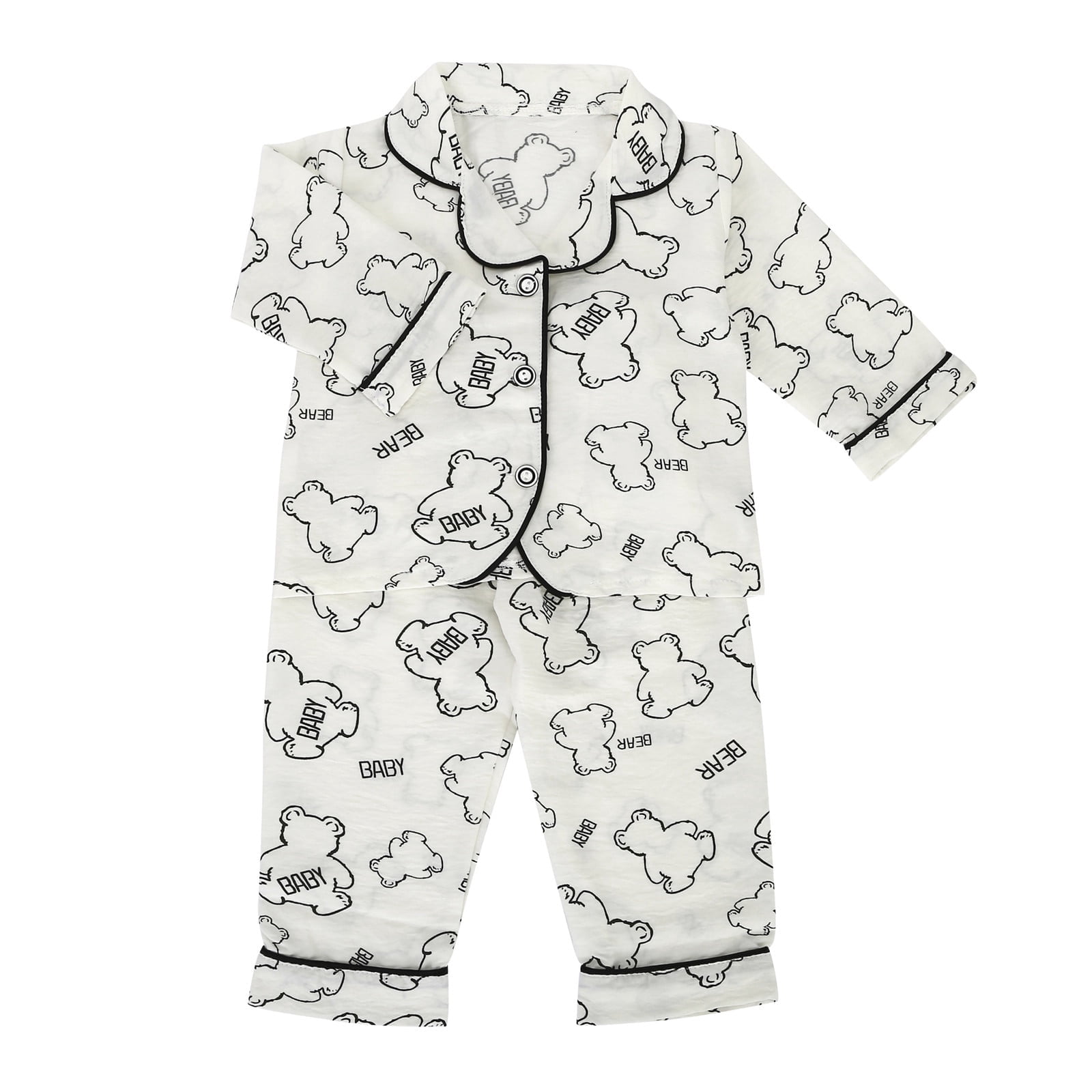 QWIED Boys Pajamas Toddler Baby Long Sleeve Button Down Shirt Top and ...