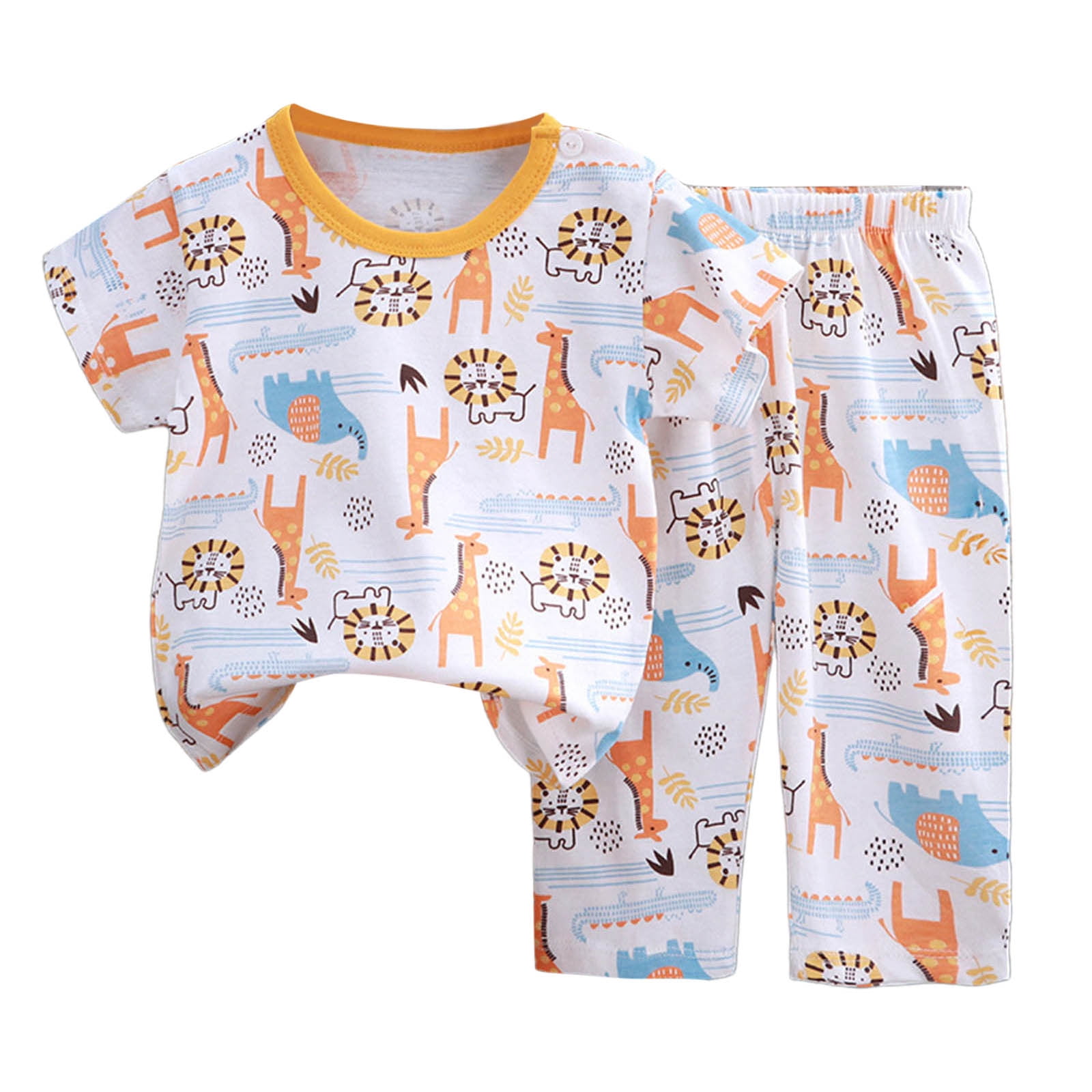 Boys Pajamas Two-Piece Set Kid'S Summer Homewear Cartoon Printed Short ...
