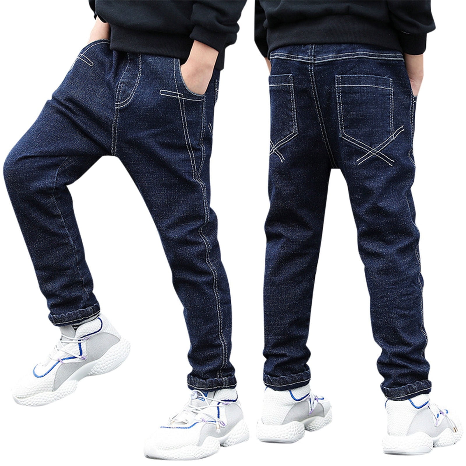 Boys Pants 10-12 Years Regular Straight Fit Jeans Casual Denim Stretch ...