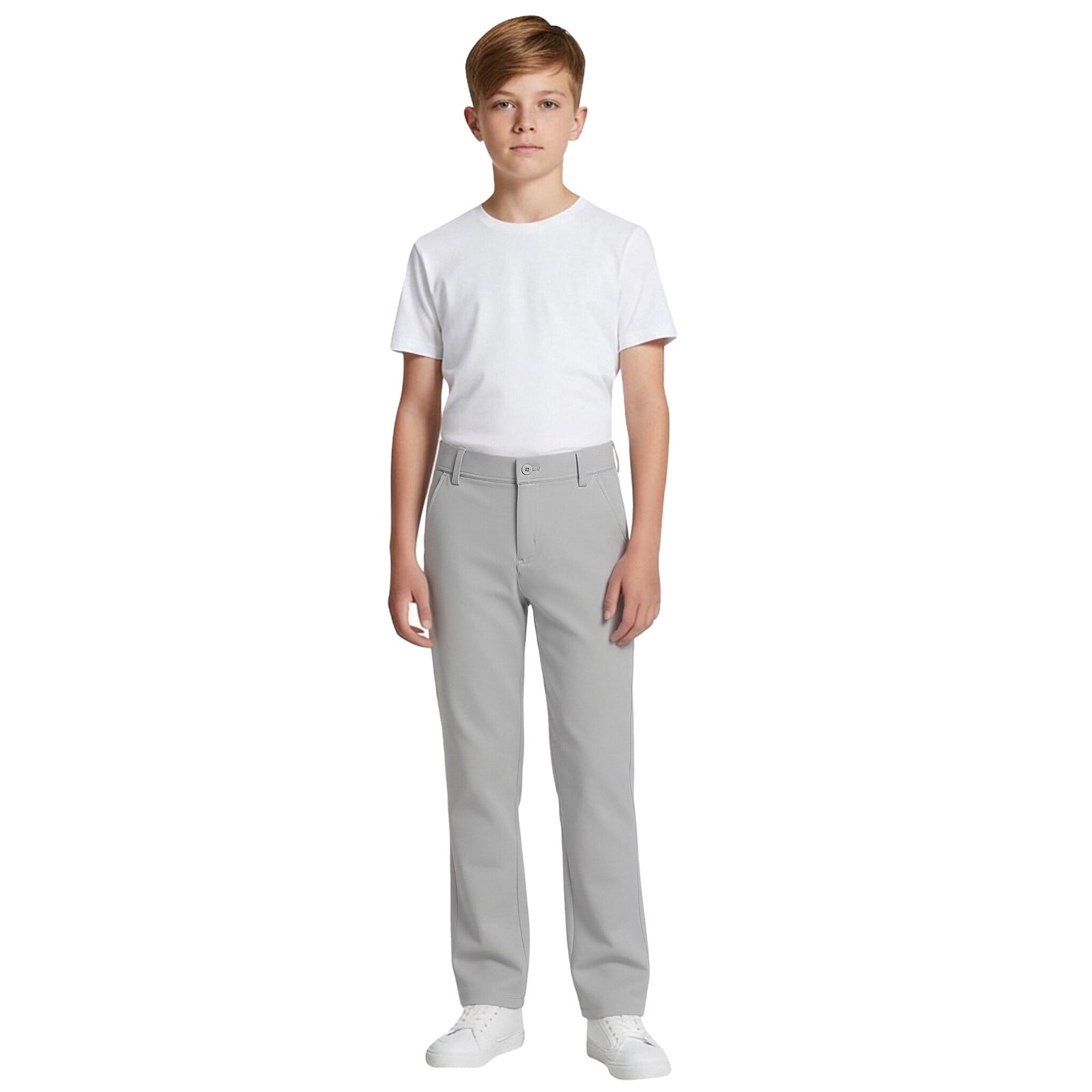 Boys Pants Classic School Titted Straight Leg Trousers for Daily Casual ...