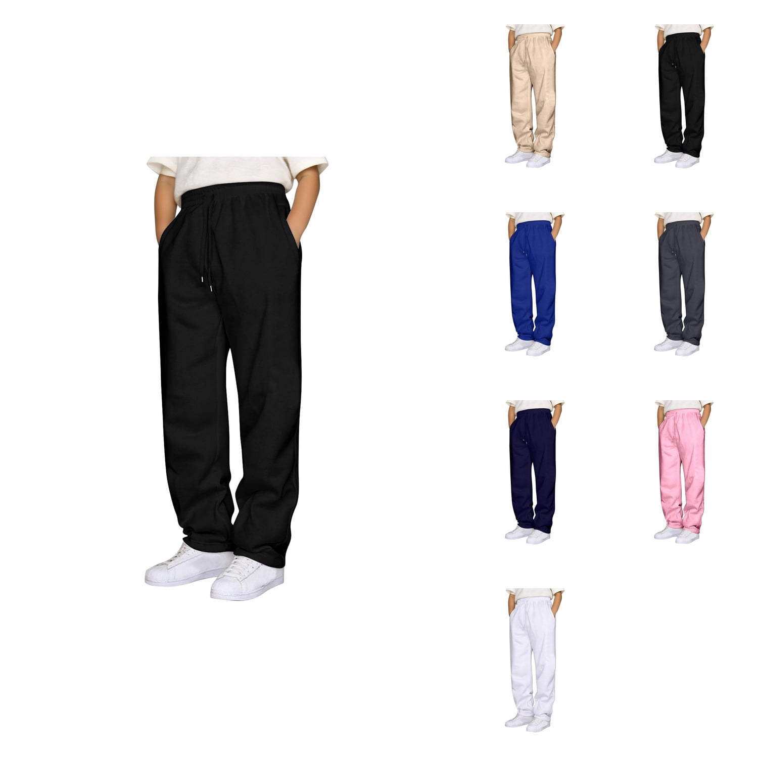 Boys Pants Comfortable Elastic Waistband Drawstring Loose Fit Jogger ...