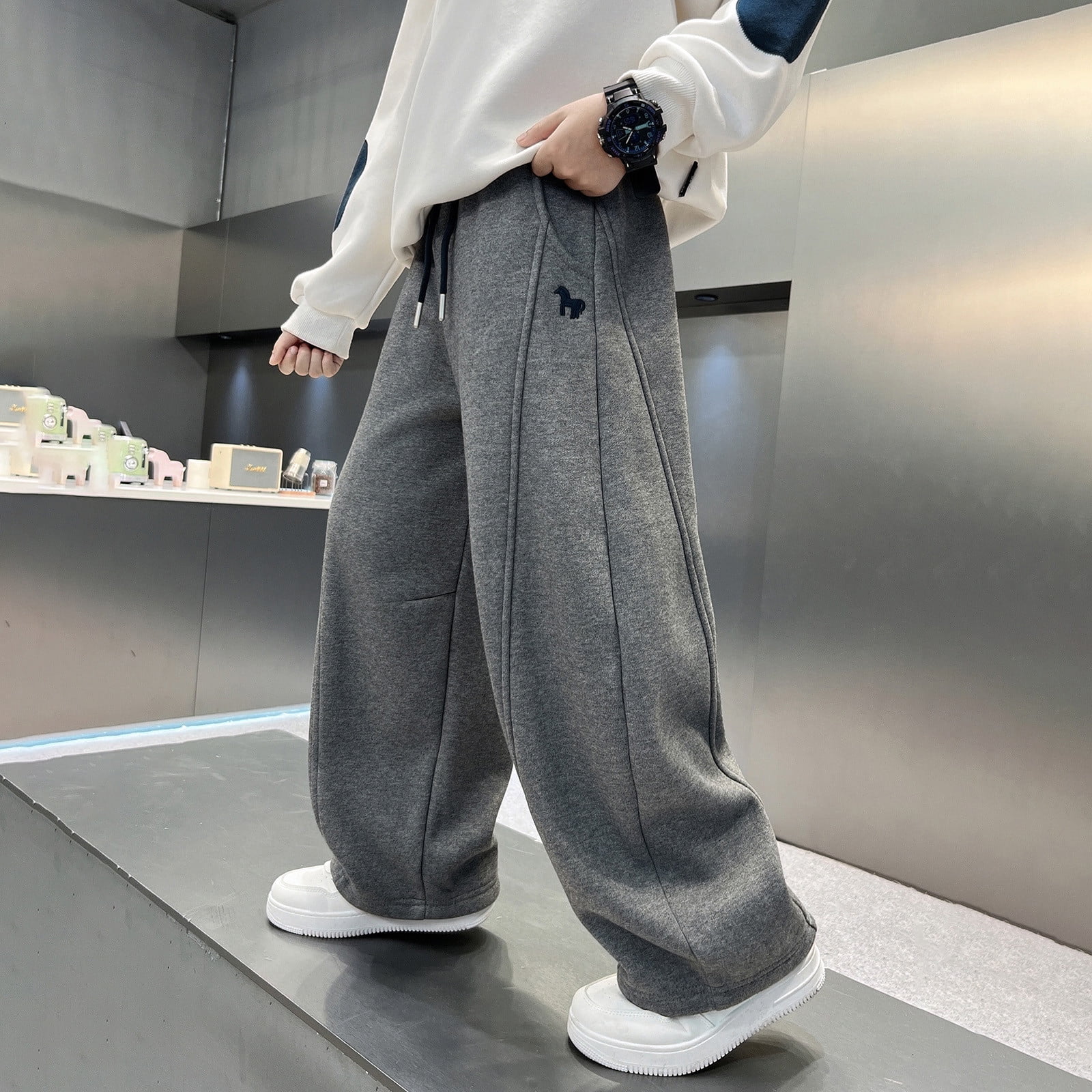 Boys Pants Curved Blade Sweatpants for Boys Solid Sporty Long Pants ...