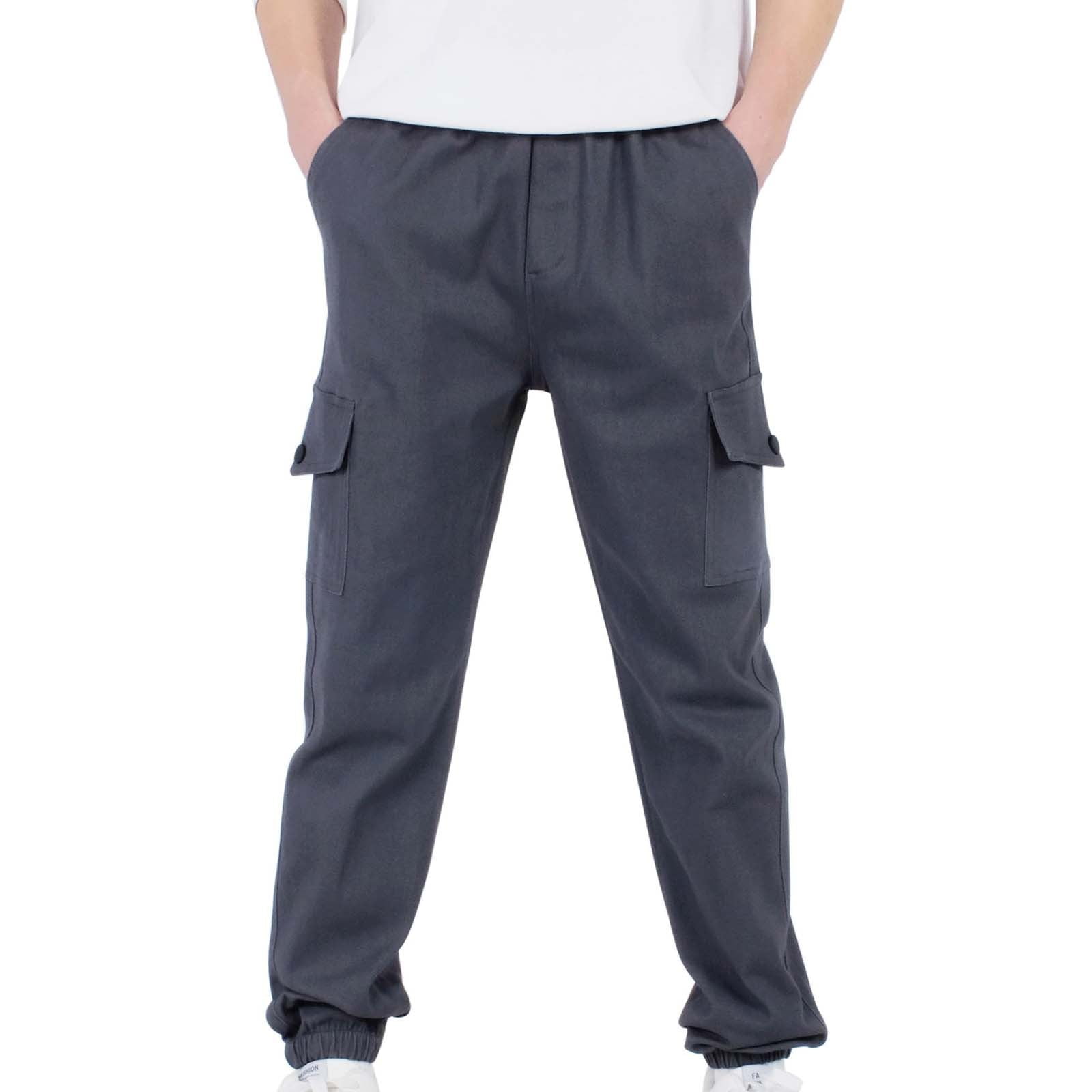 Boys Pants Kids Cargo Stretch Elastic Waist Long Straight Leg Elastic ...