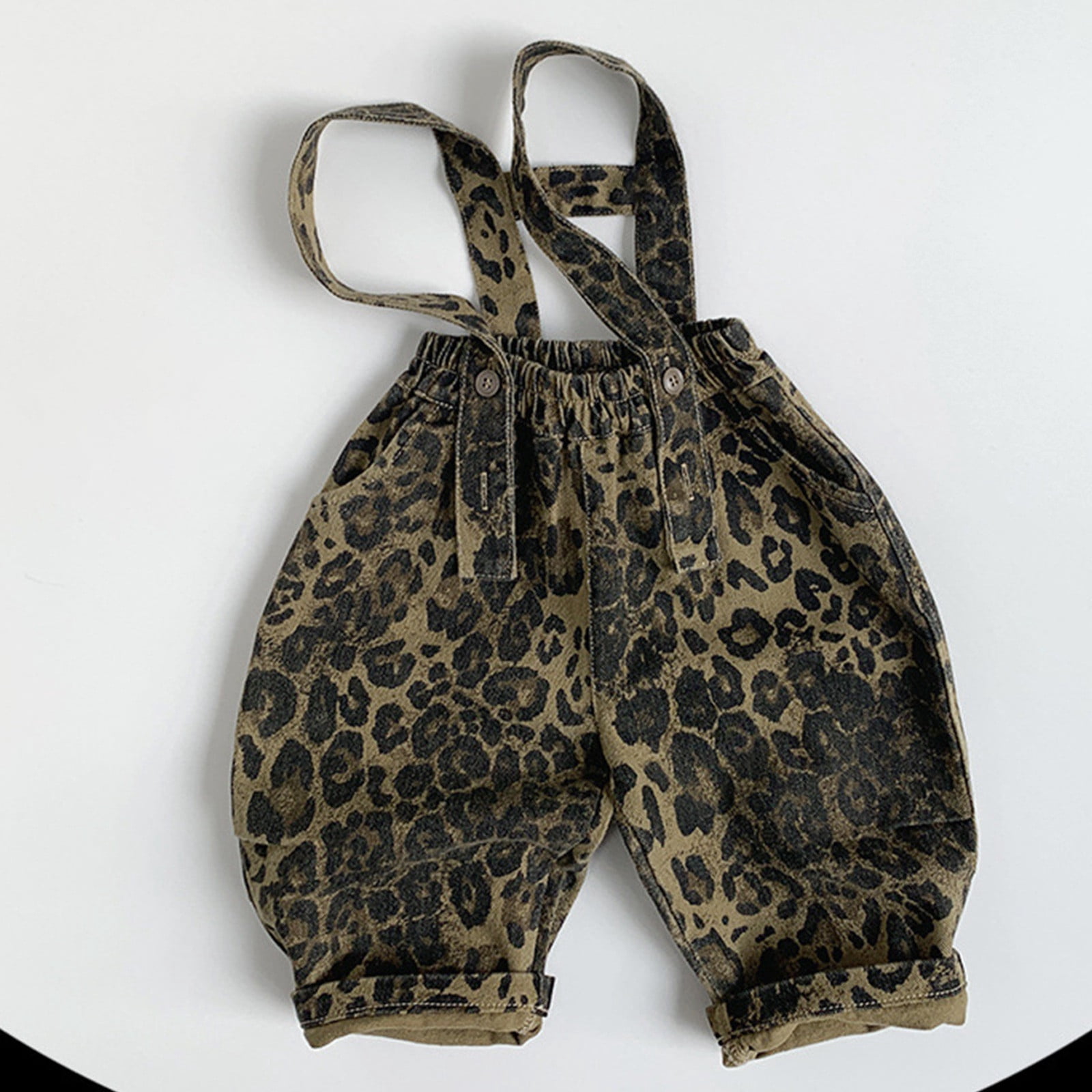 Boys' Pants Leopard Print Pocketed Adjustable Straps Overalls Long ...